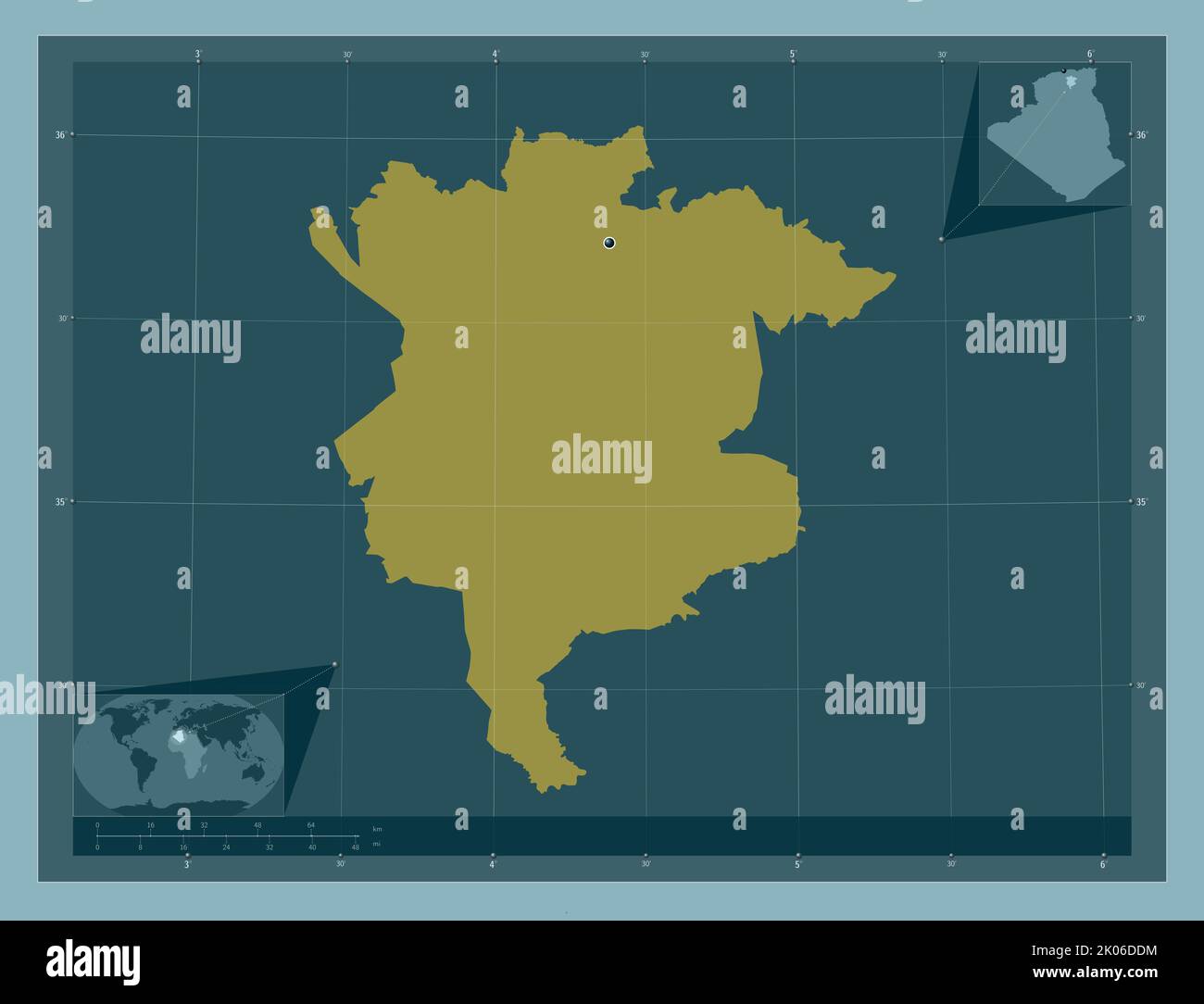 M'Sila, province of Algeria. Solid color shape. Corner auxiliary ...