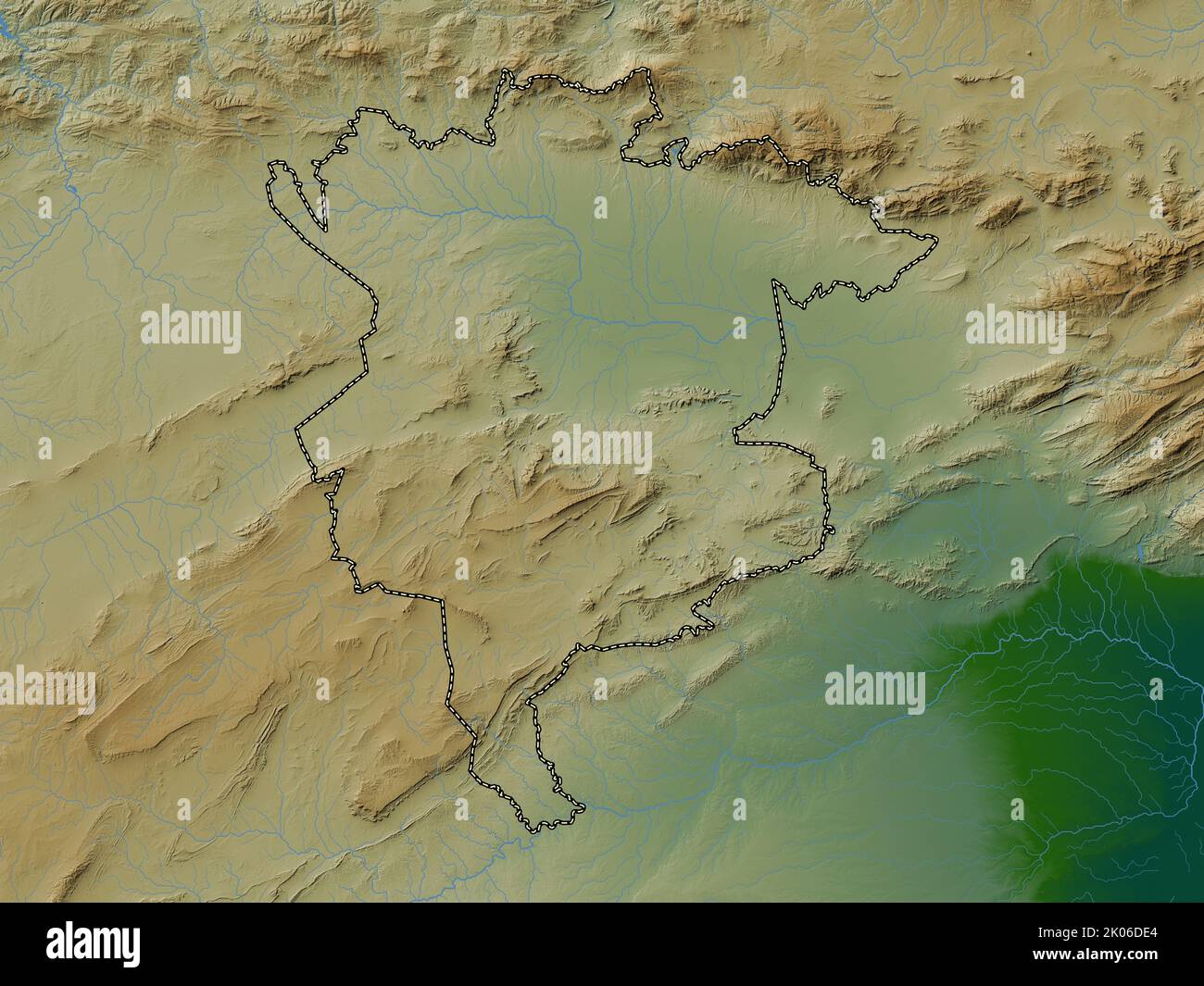 M'Sila, province of Algeria. Colored elevation map with lakes and ...