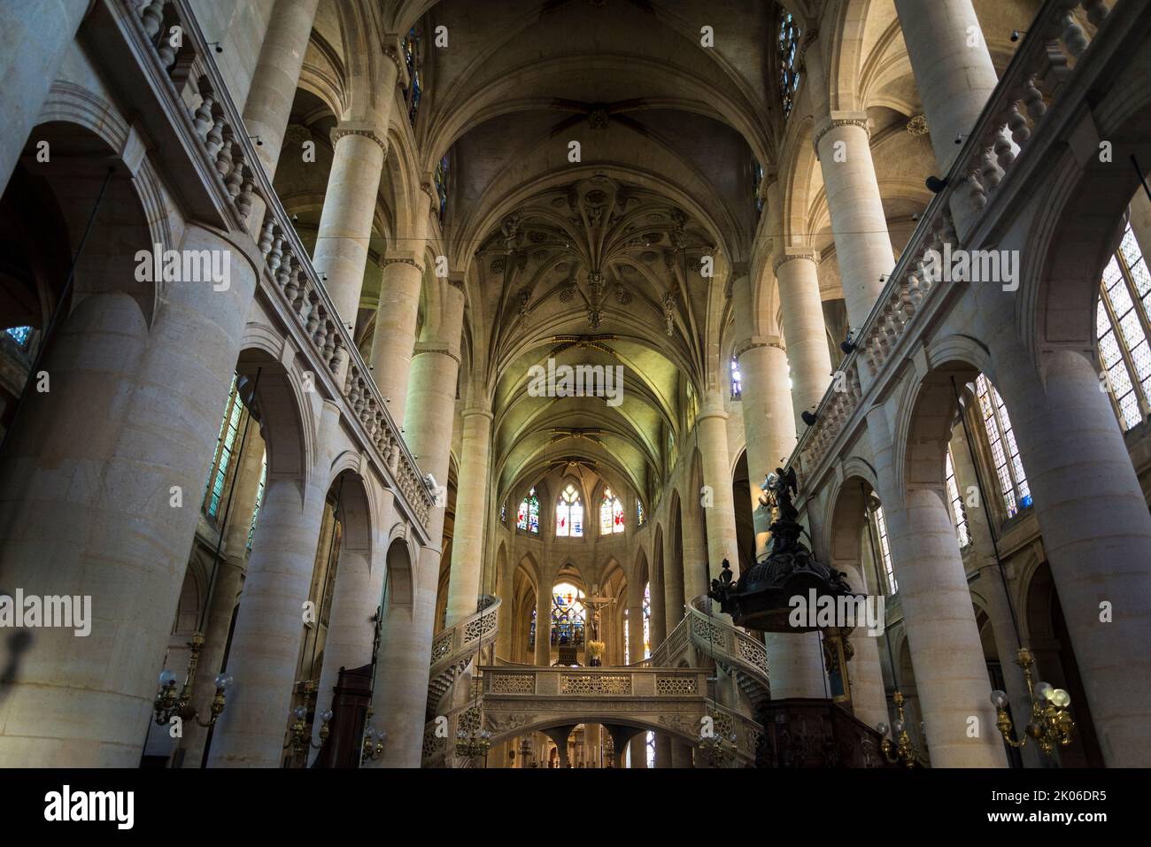 Nave and The Jubé, or Rood Screen, Saint-Étienne-du-Mont church, Gothic ...