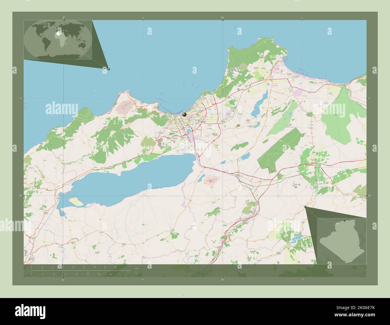 Oran, province of Algeria. Open Street Map. Corner auxiliary location ...