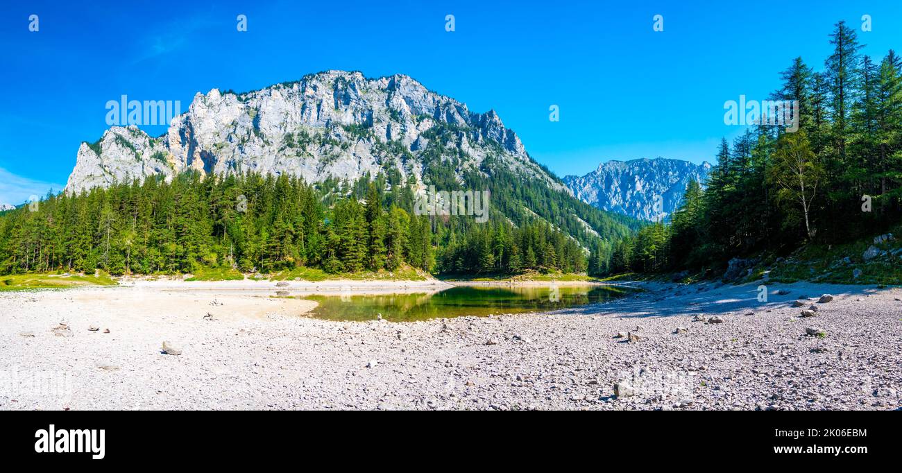 Gruner See, Austria Peaceful mountain view with famous green lake in ...