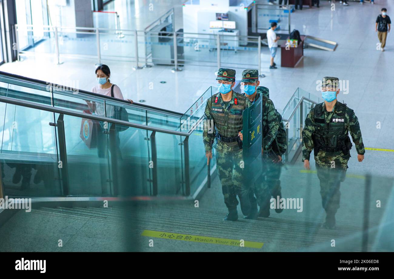 GUIGANG, CHINA - SEPTEMBER 9, 2022 - Armed police officers patrol on ...