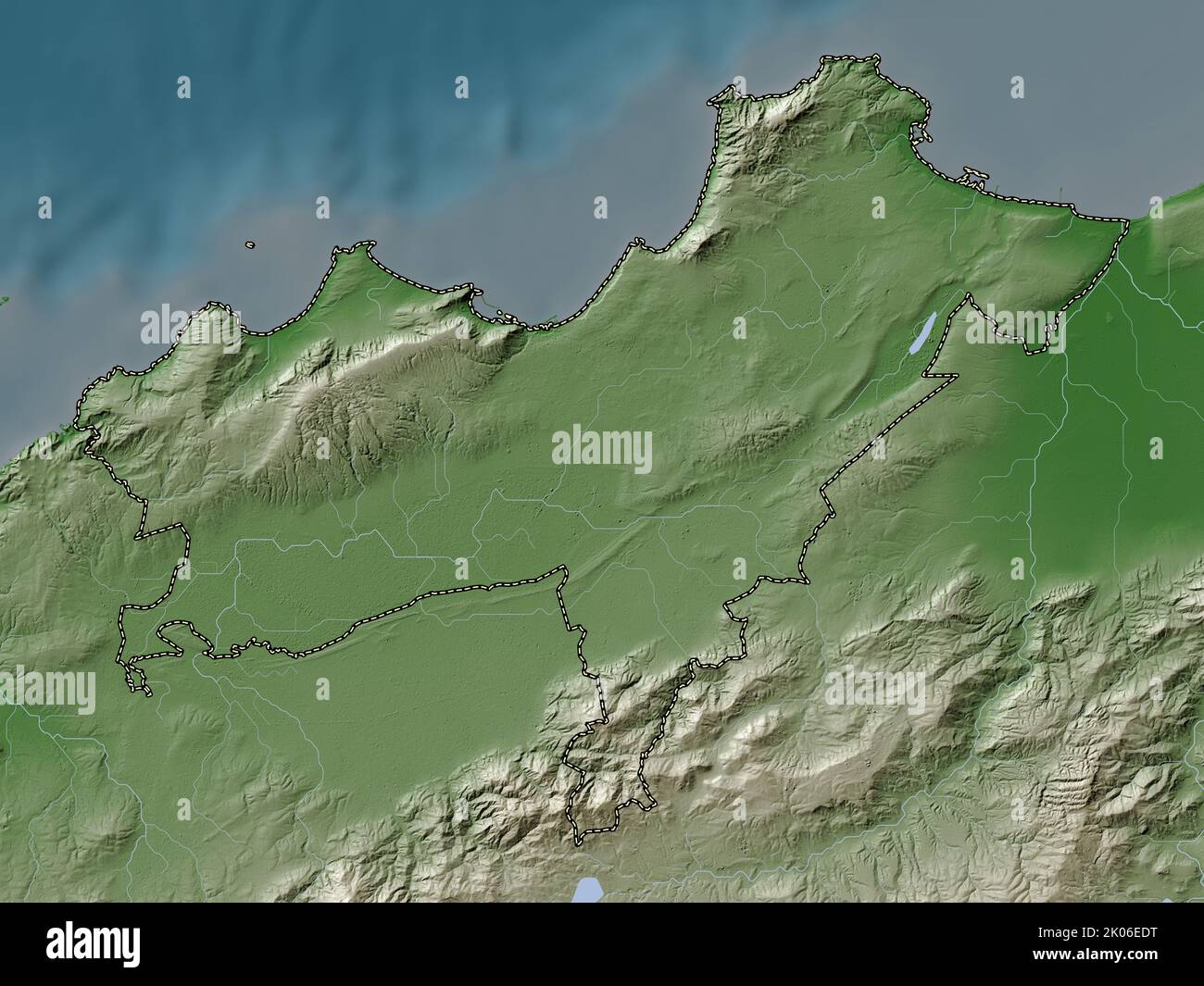 Oran, province of Algeria. Elevation map colored in wiki style with ...