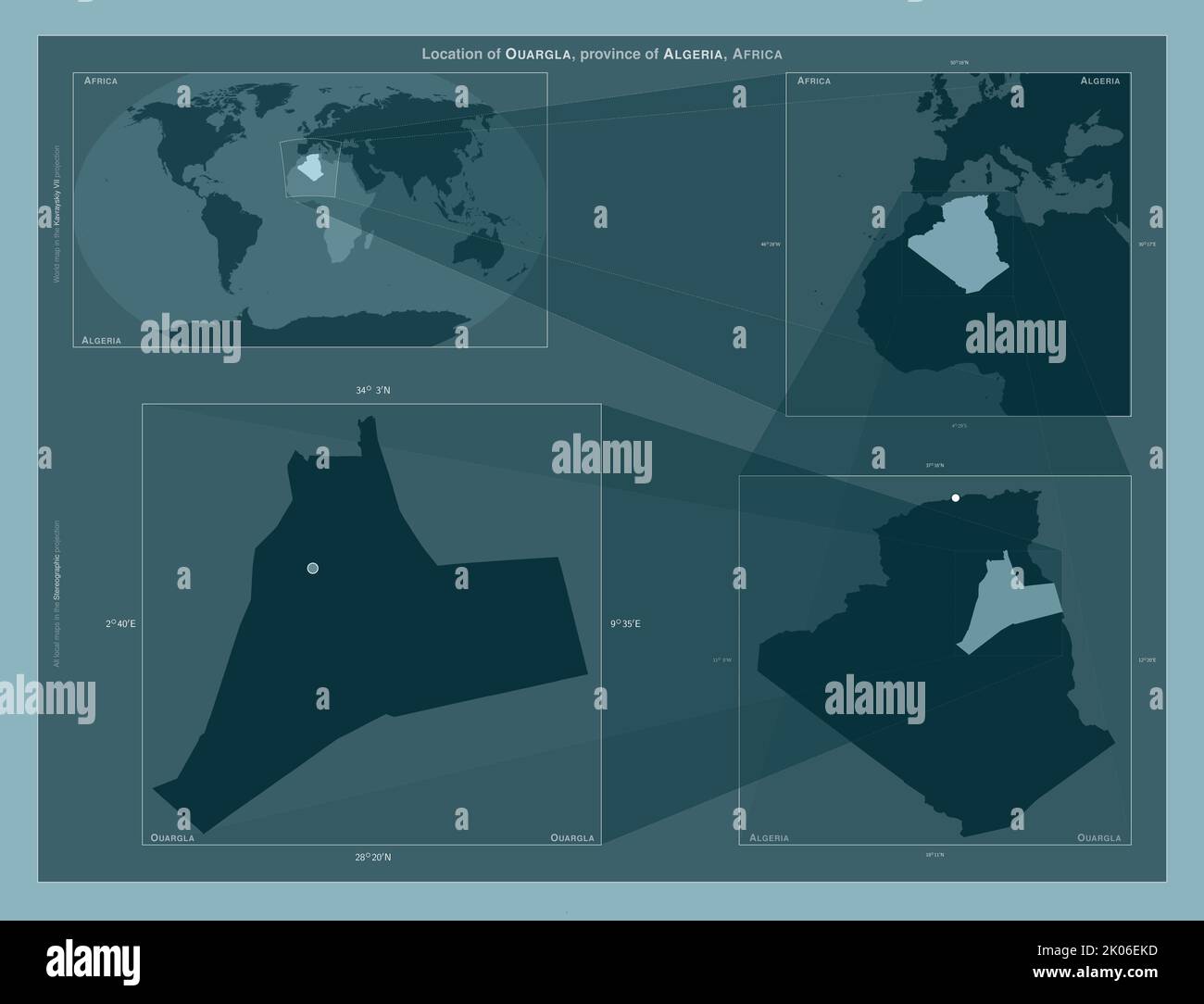 Ouargla, province of Algeria. Diagram showing the location of the ...