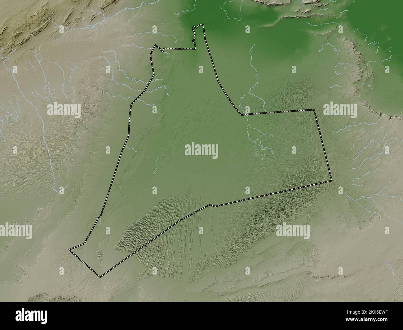 Ouargla, province of Algeria. Elevation map colored in wiki style with ...