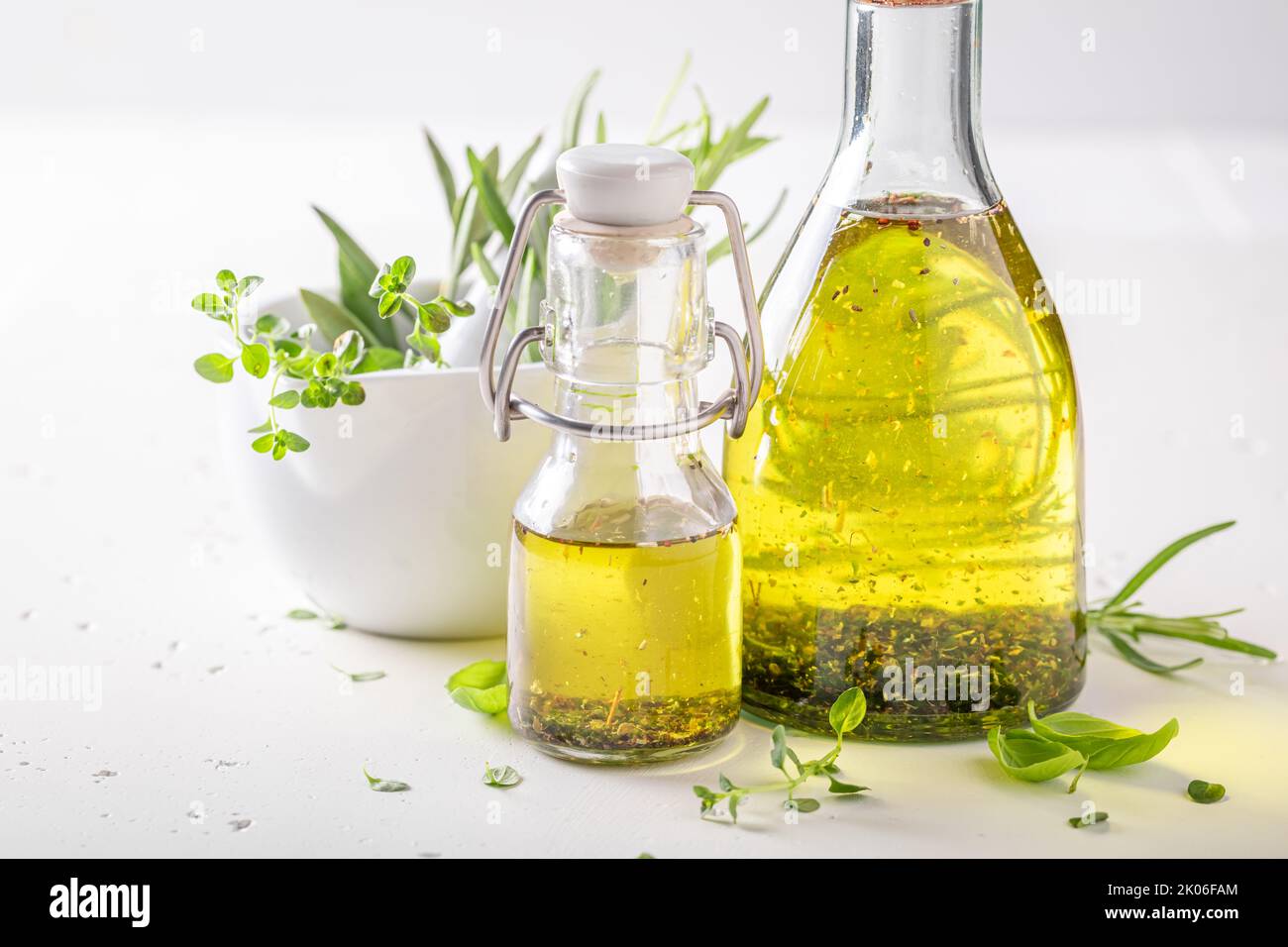 Healthy and fresh oil as a source of healthy fat. Flavored oil in ...