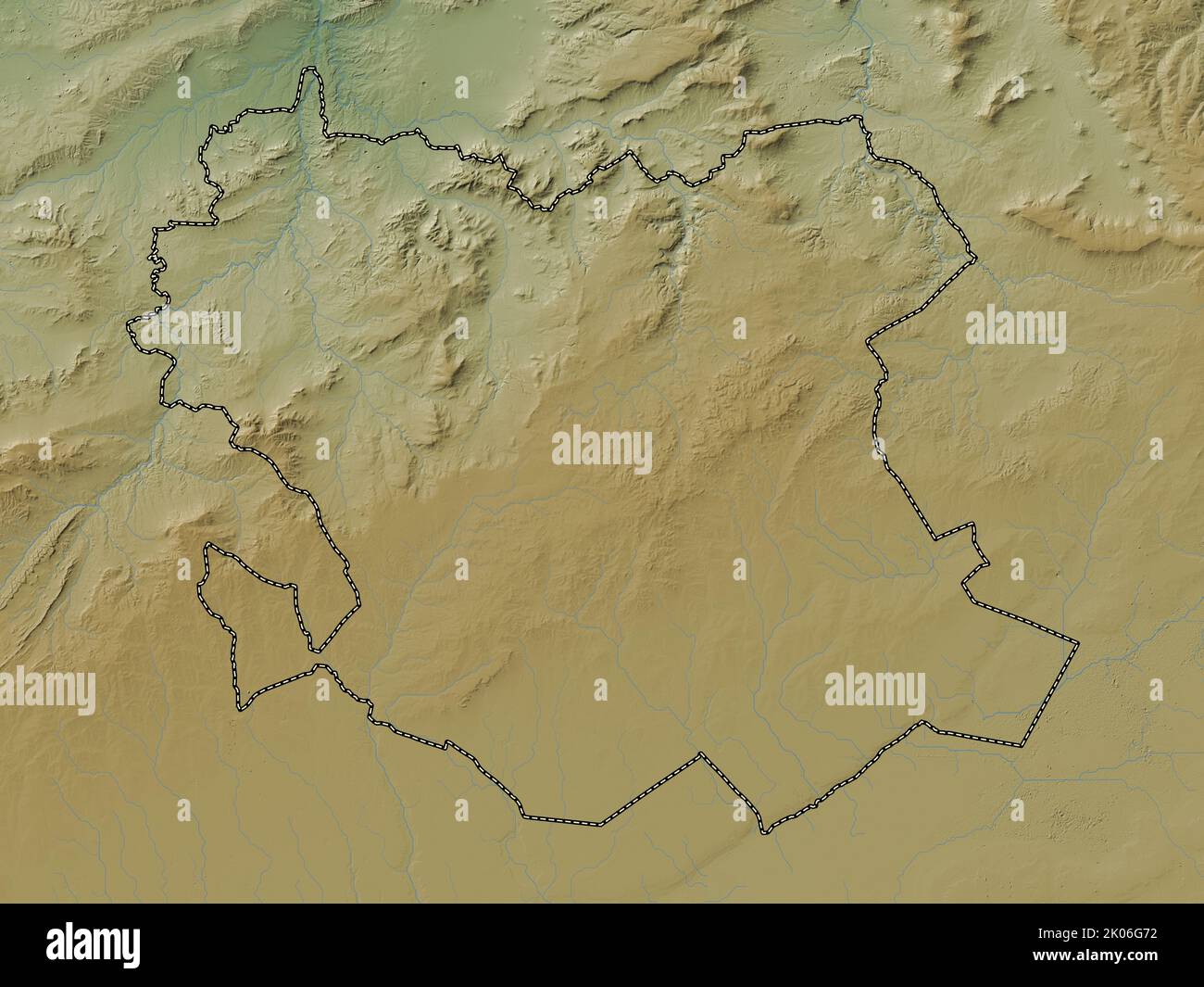 Saida, province of Algeria. Colored elevation map with lakes and rivers ...