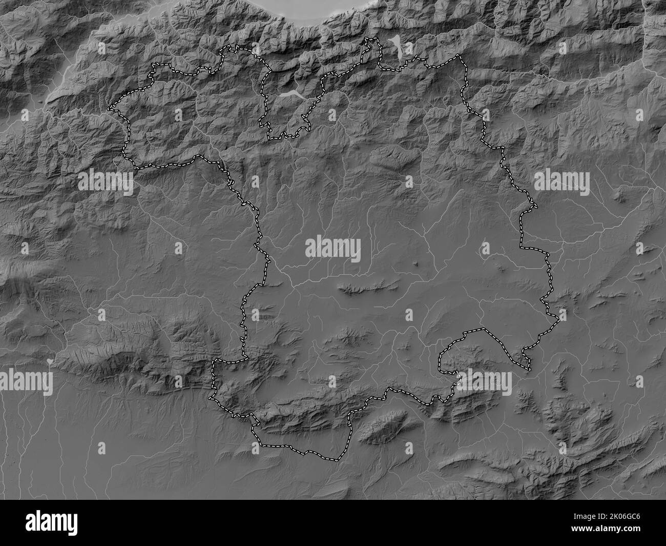 Setif, province of Algeria. Grayscale elevation map with lakes and ...