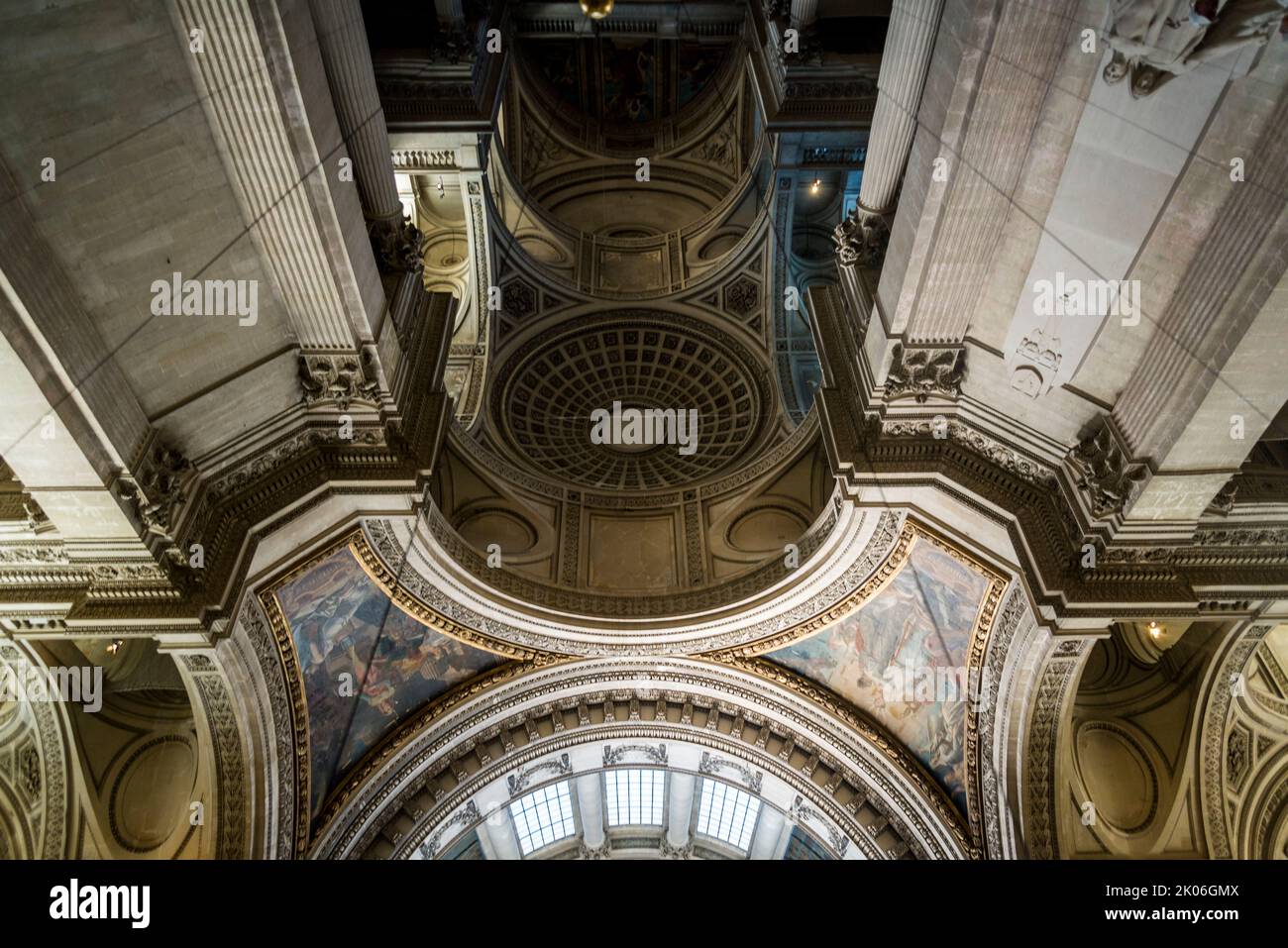 Reflection of the central dome in the mirror on the floor, The Panthéon ...