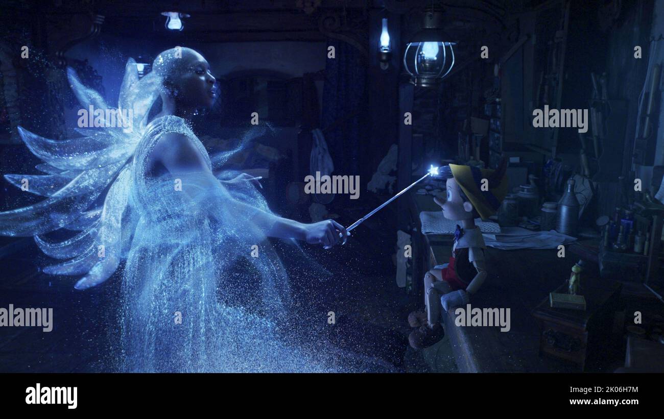 PINOCCHIO, from left: Cynthia Erivo as the Blue Fairy, Pinocchio (voice ...