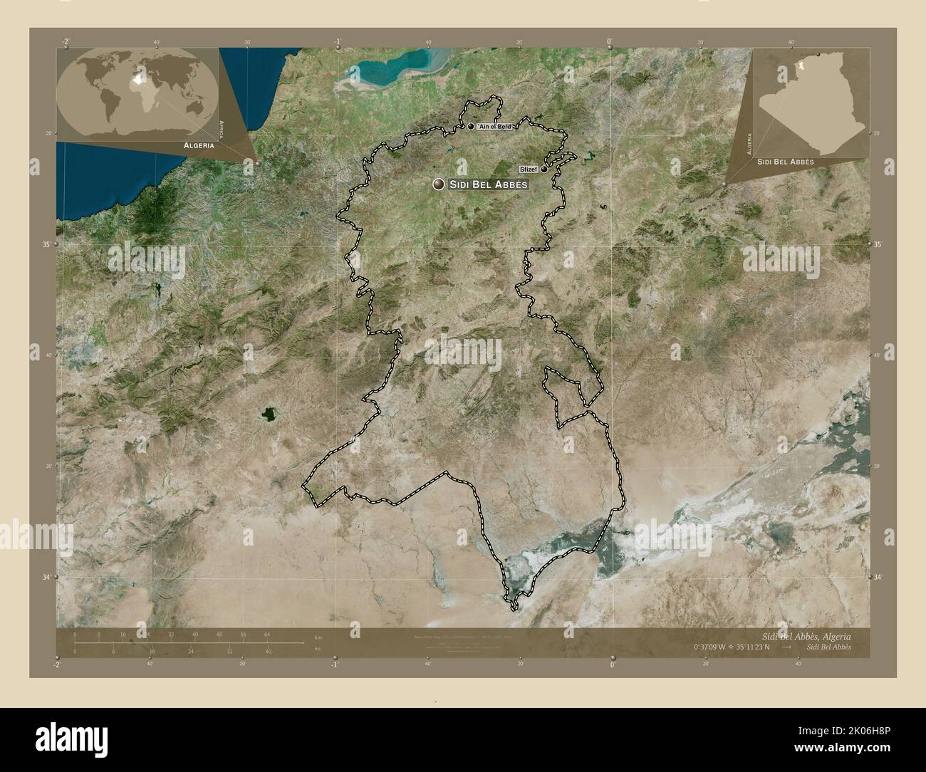Sidi Bel Abbes, province of Algeria. High resolution satellite map ...