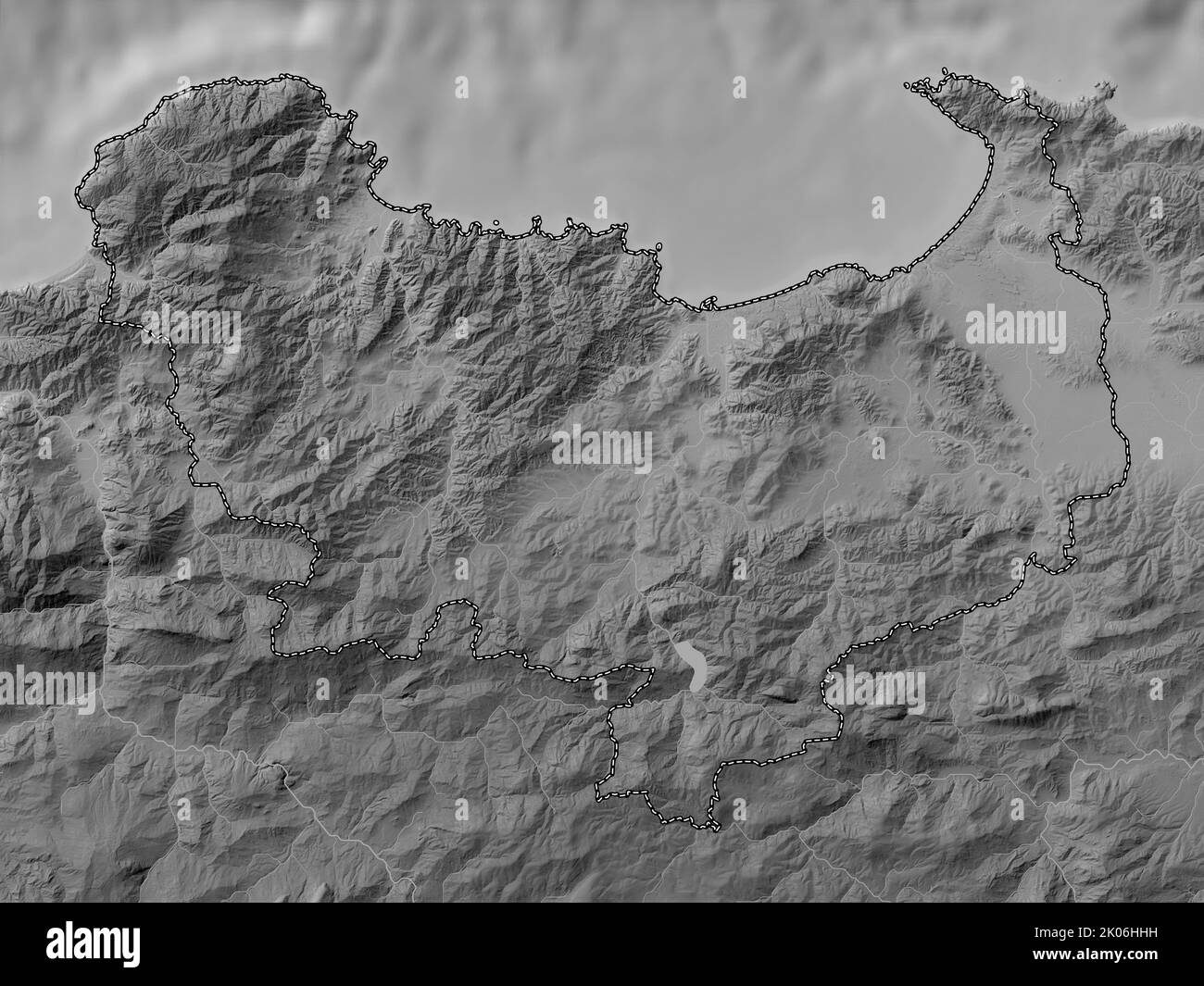 Skikda, province of Algeria. Grayscale elevation map with lakes and rivers Stock Photo - Alamy
