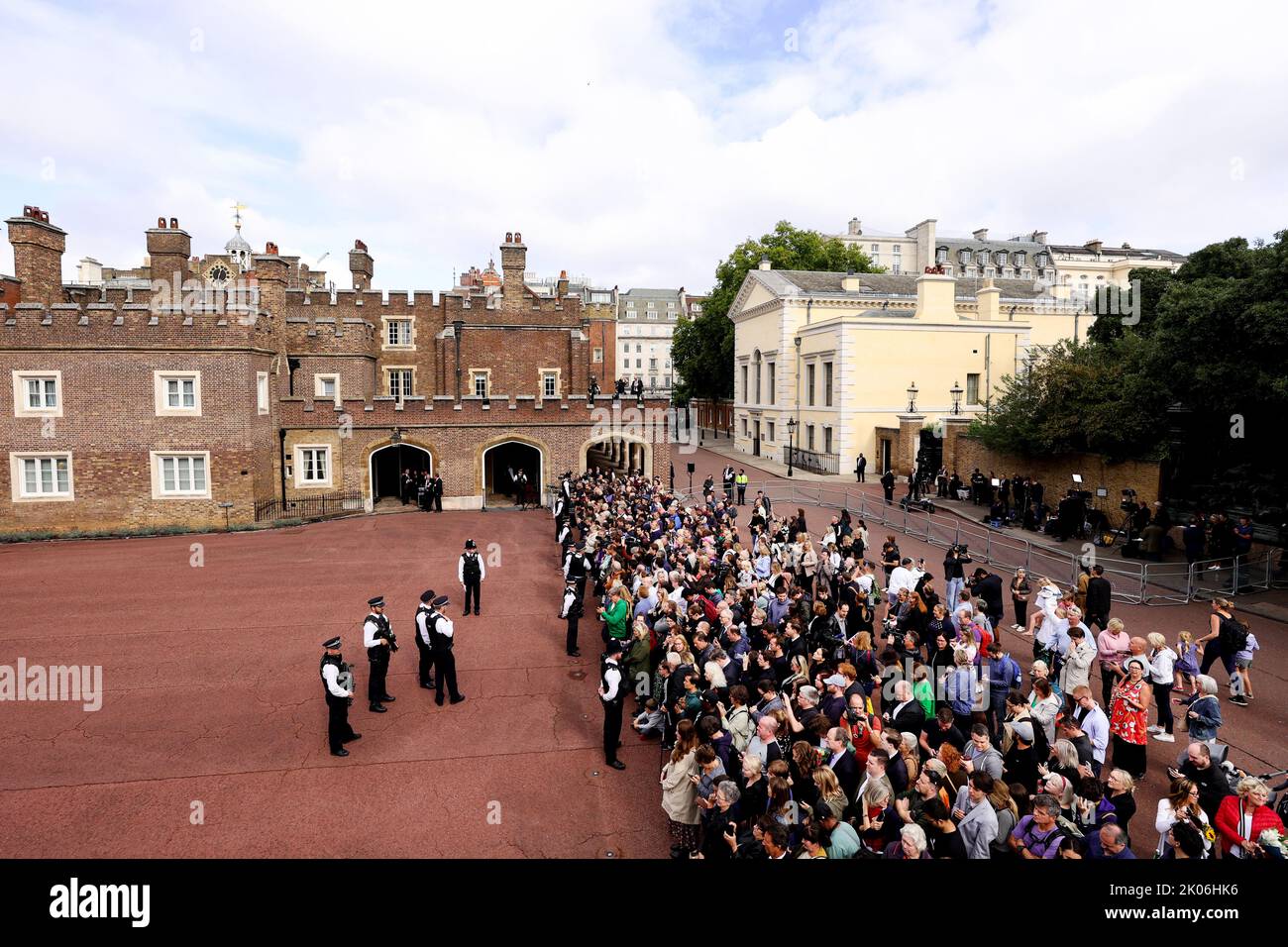 Crowds gather outside St James's Palace in London, during the Accession ...