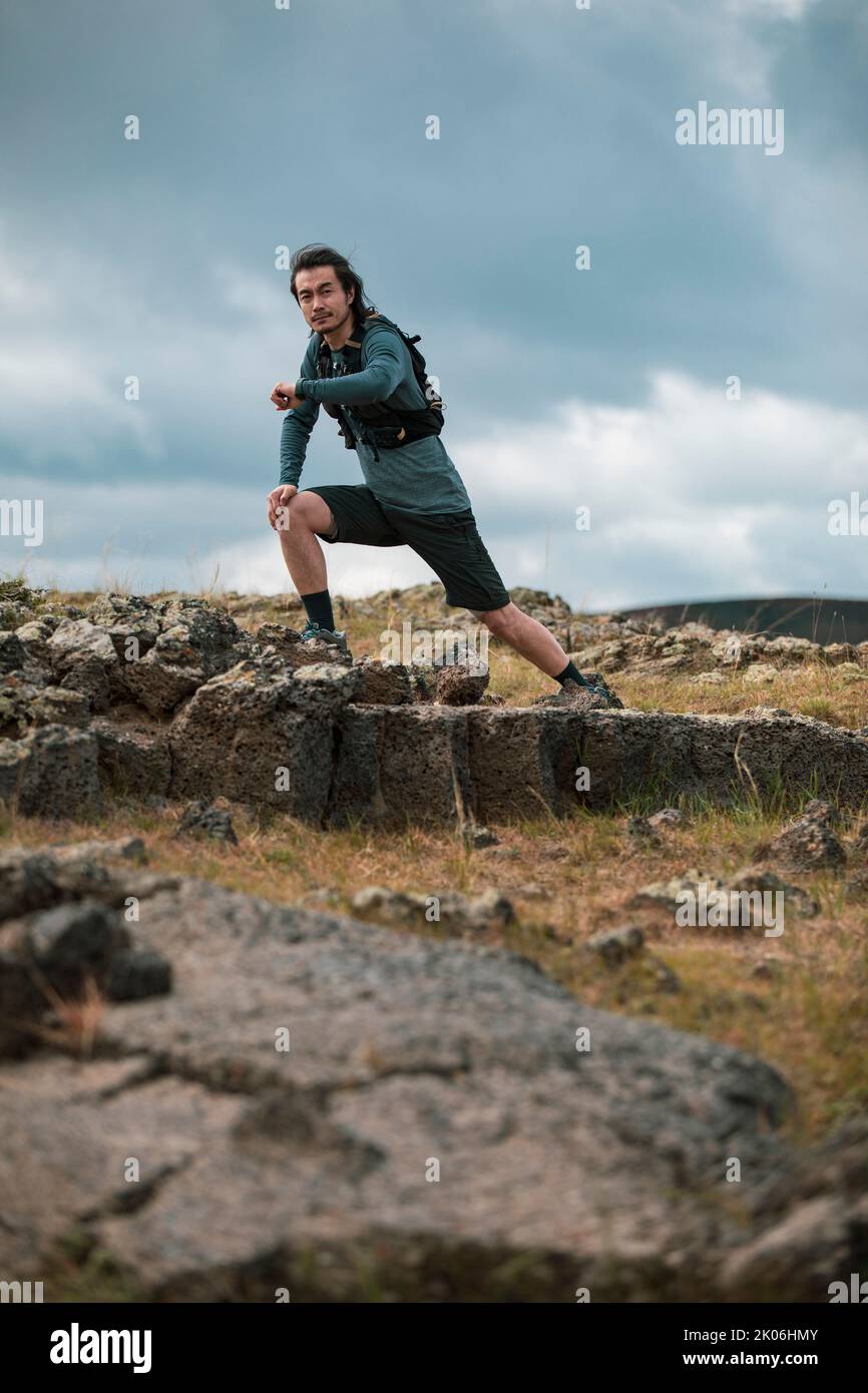 Trail runner standing in nature hi-res stock photography and images - Alamy
