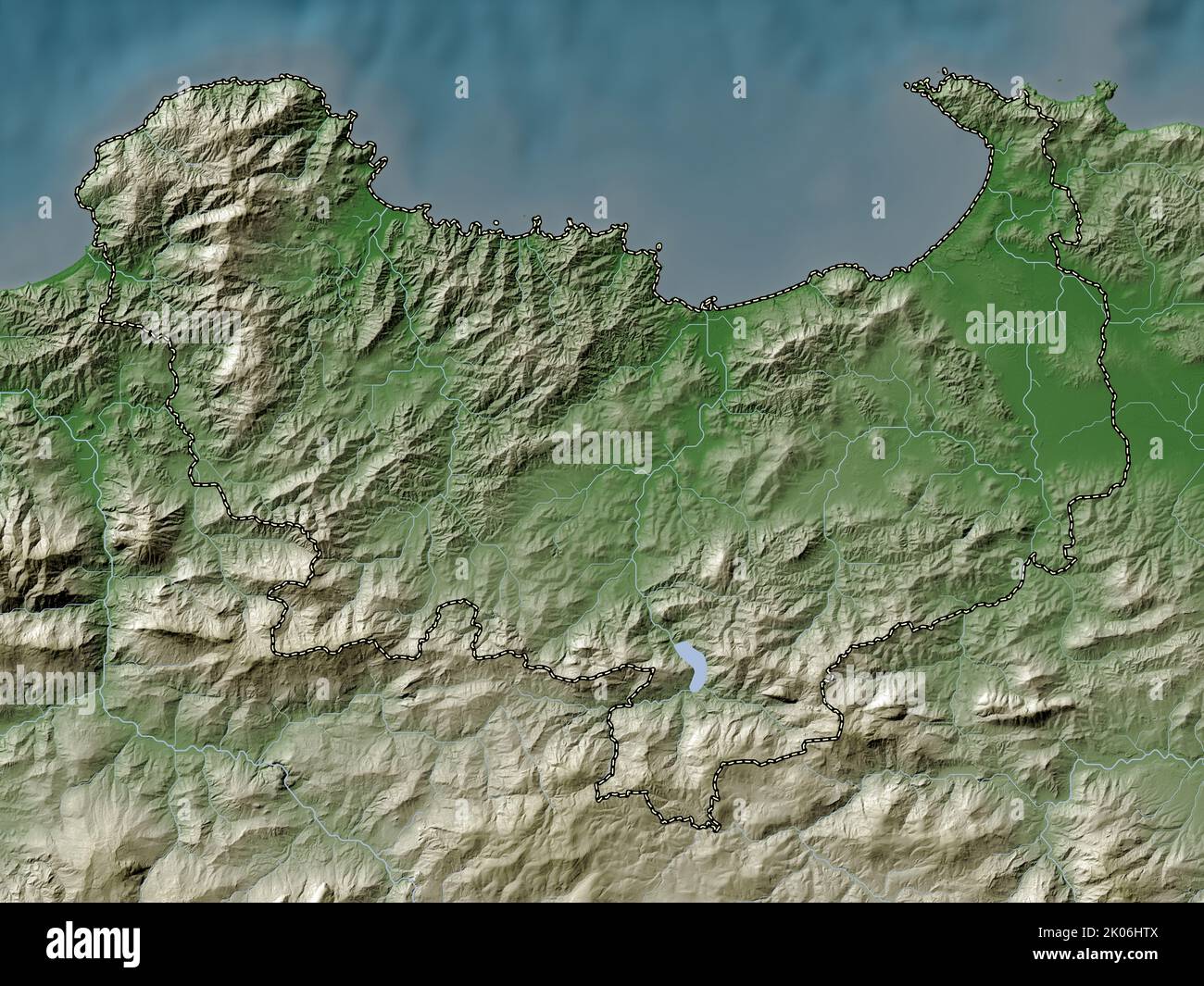 Skikda, province of Algeria. Elevation map colored in wiki style with ...