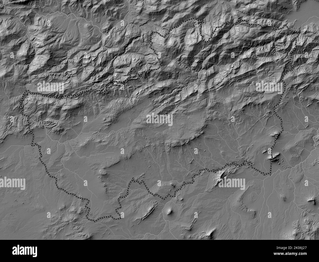 Souk Ahras, province of Algeria. Bilevel elevation map with lakes and ...