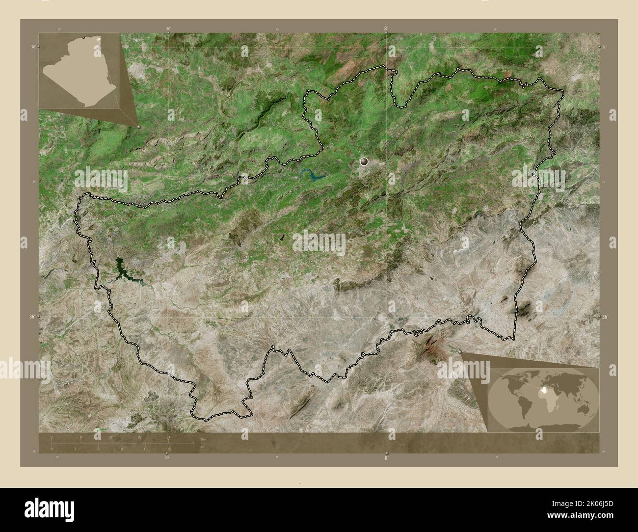 Souk Ahras, province of Algeria. High resolution satellite map. Corner ...