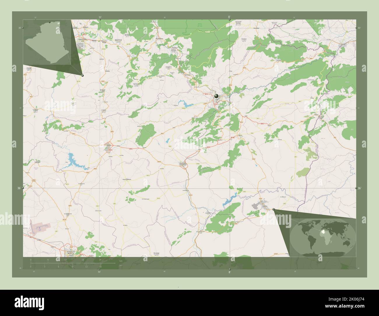 Souk Ahras, province of Algeria. Open Street Map. Corner auxiliary location maps Stock Photo - Alamy