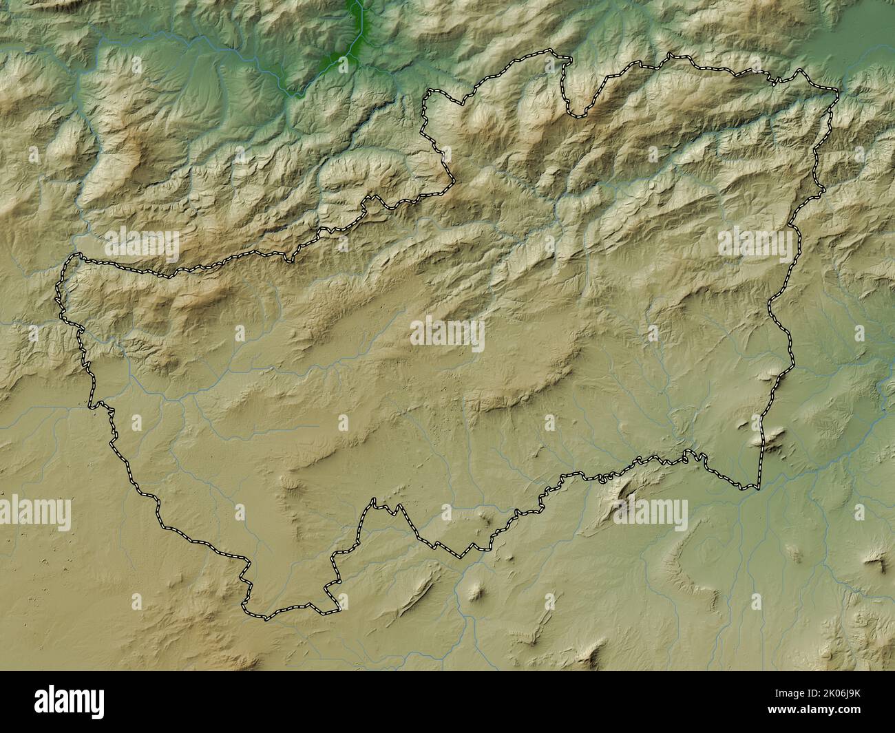 Souk Ahras, province of Algeria. Colored elevation map with lakes and ...