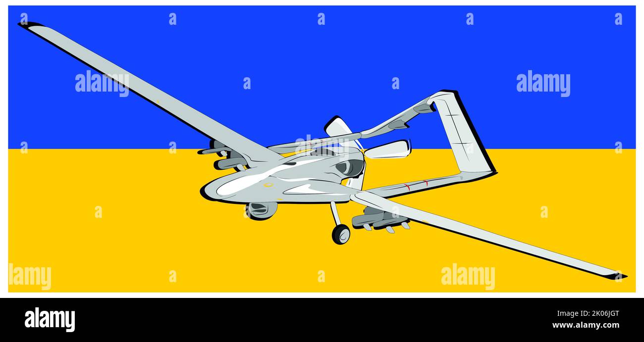 modern scouting fieldwork airplane drone over ukrainisan and turkish ...