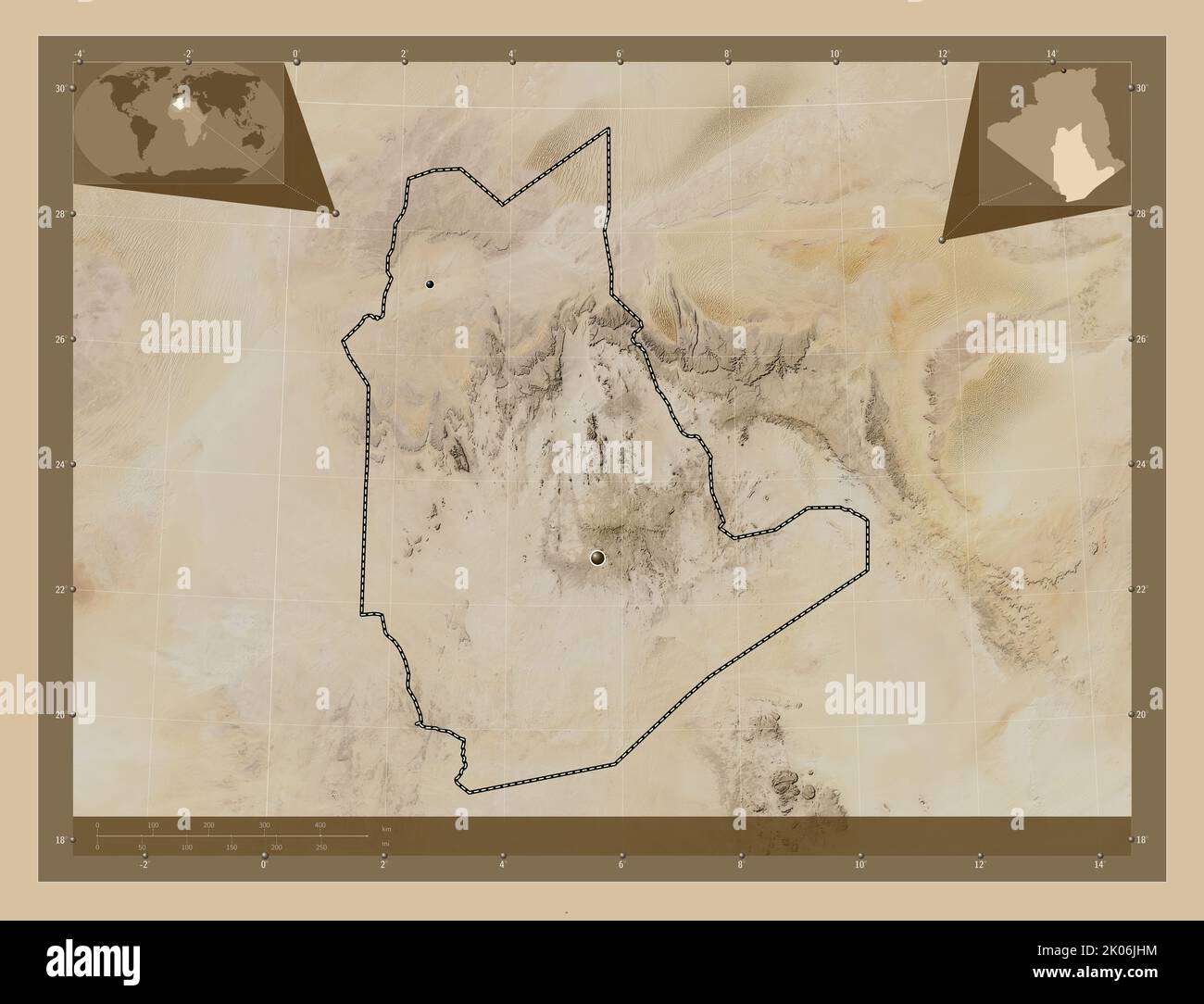 Tamanghasset, province of Algeria. Low resolution satellite map ...