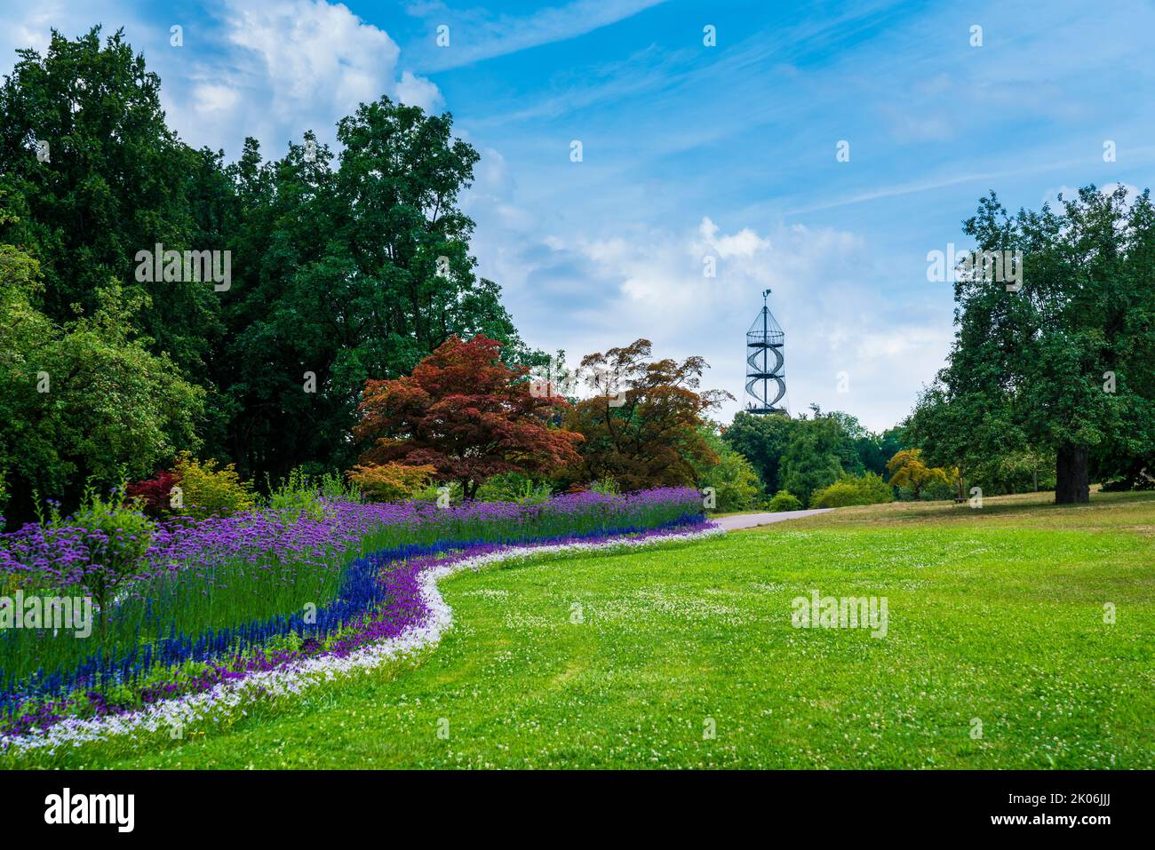 Germany, Stuttgart city district killesberg urban park colorful flowers ...