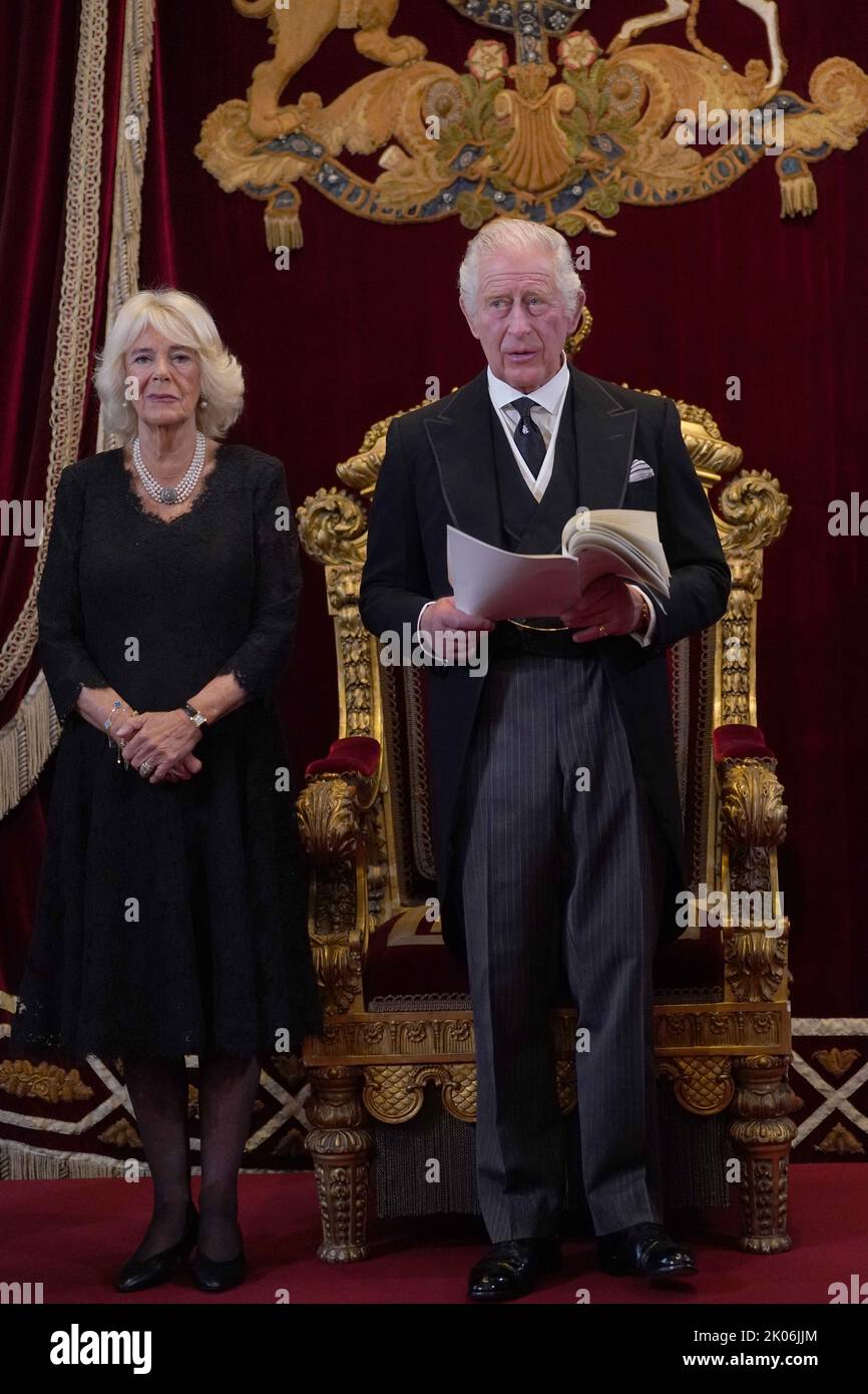 King Charles III and the Queen during the Accession Council at St James ...