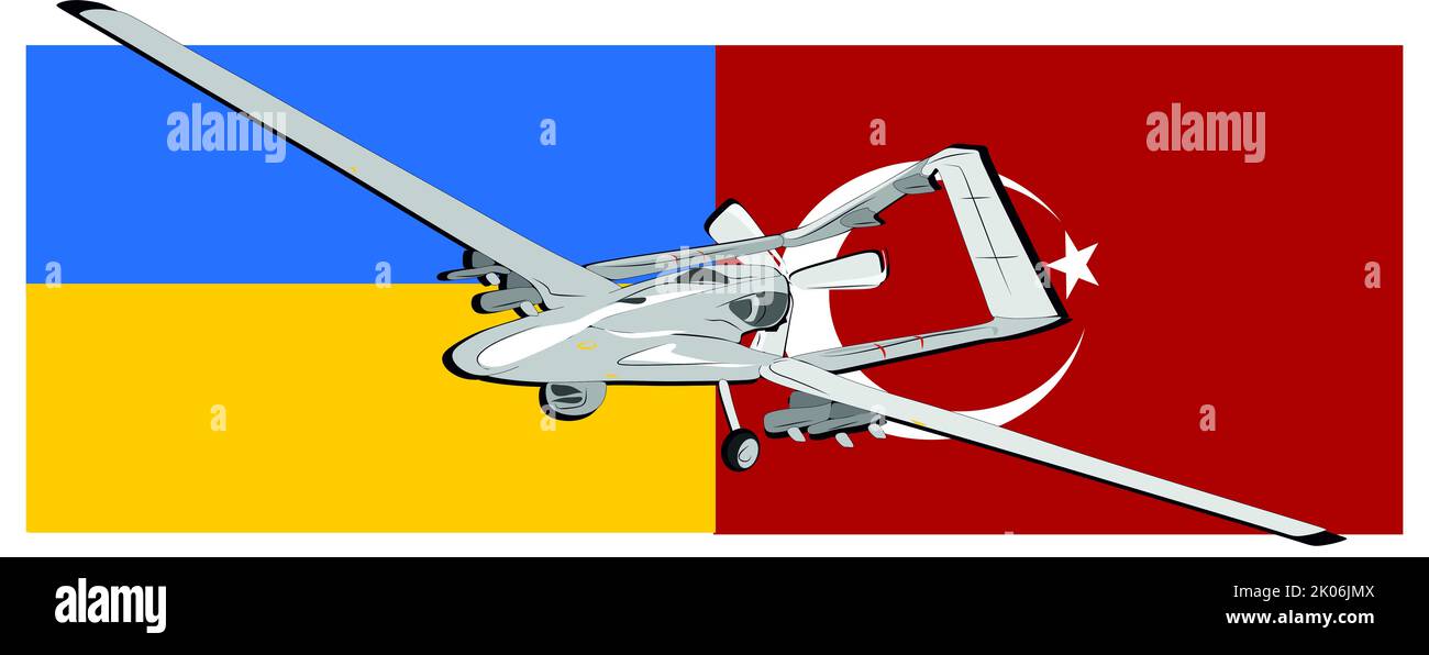 modern scouting fieldwork airplane drone over ukrainisan and turkish ...