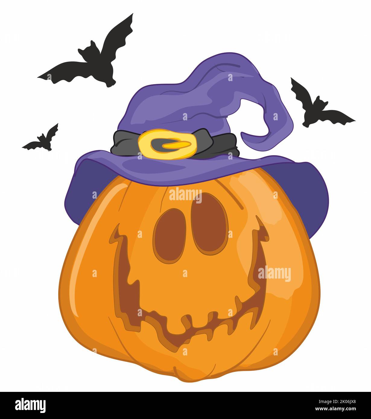 smiling pumpkin with bat Stock Photo - Alamy