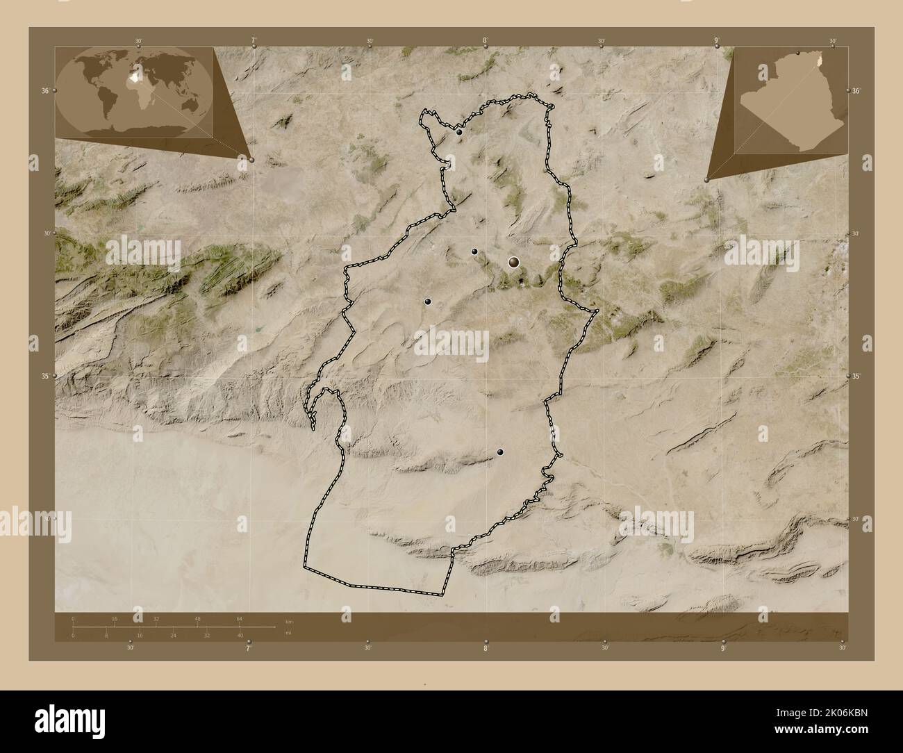 Tebessa, province of Algeria. Low resolution satellite map. Locations ...