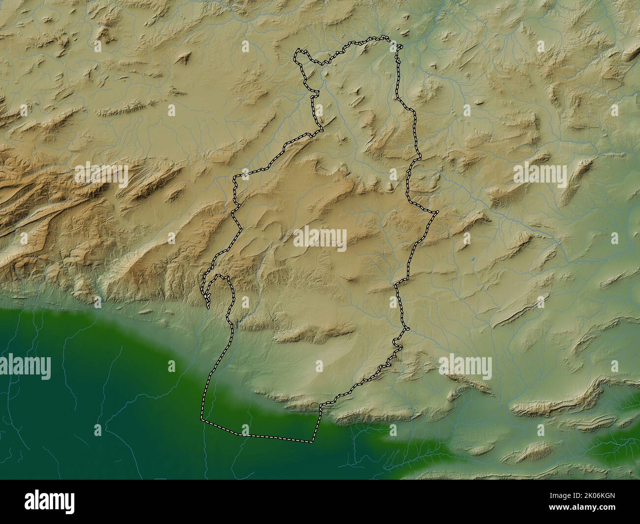 Tebessa, province of Algeria. Colored elevation map with lakes and ...