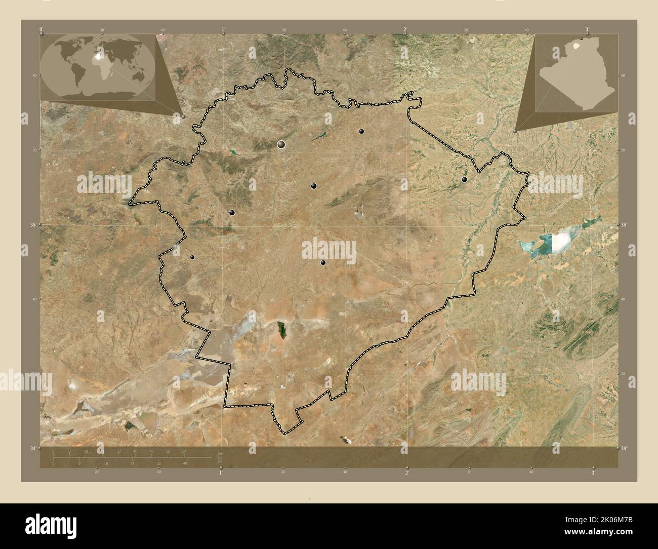 Tiaret, province of Algeria. High resolution satellite map. Locations ...
