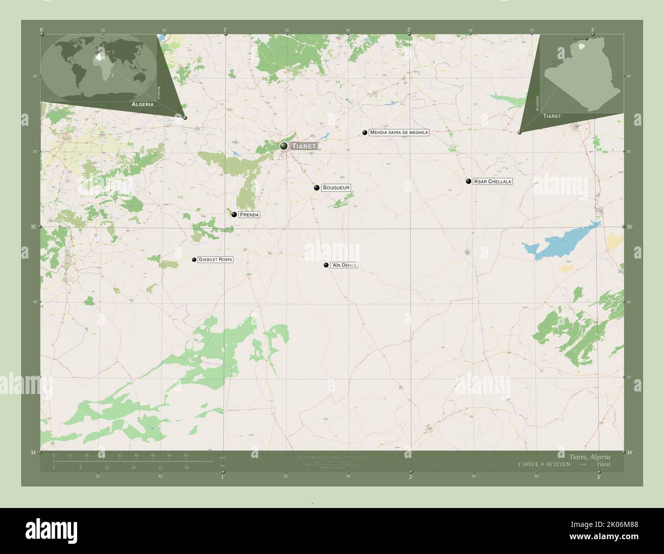 Tiaret, province of Algeria. Open Street Map. Locations and names of ...