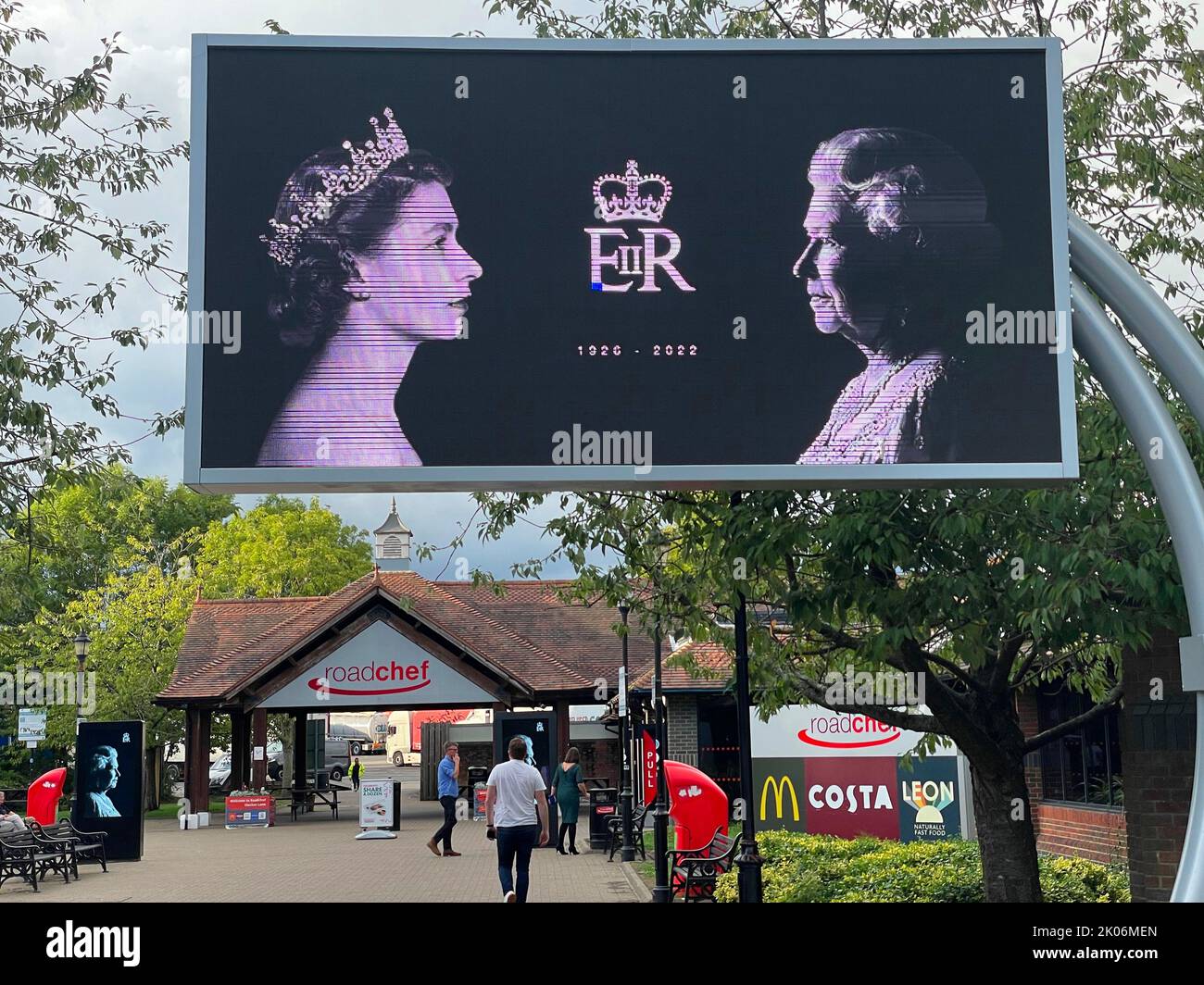Service stations around the country show signage/screens as a tribute ...