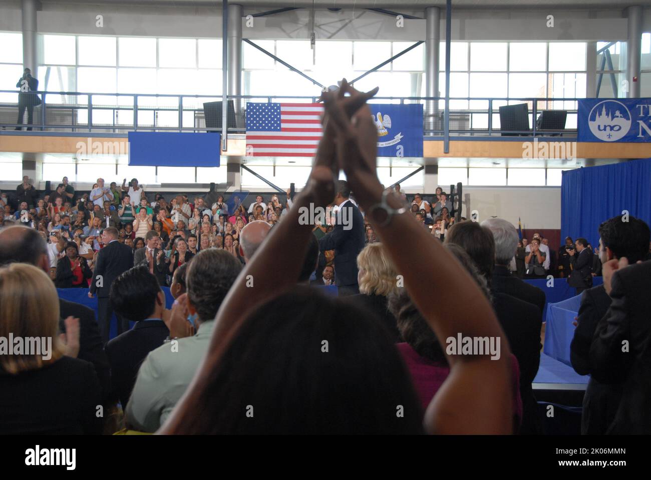 President Barack Obama delivering address, greeting crowd in New ...
