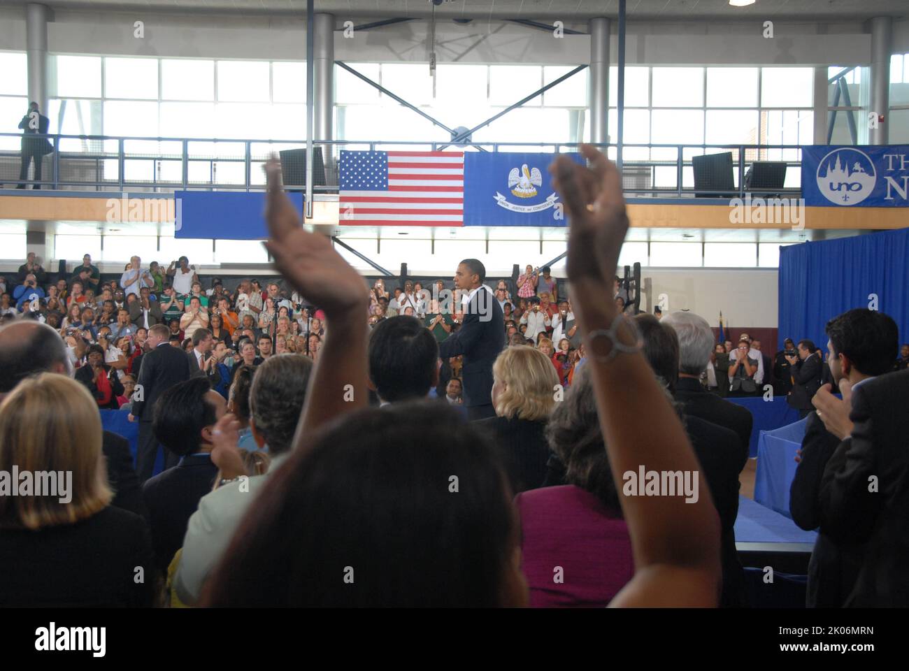 President Barack Obama delivering address, greeting crowd in New ...