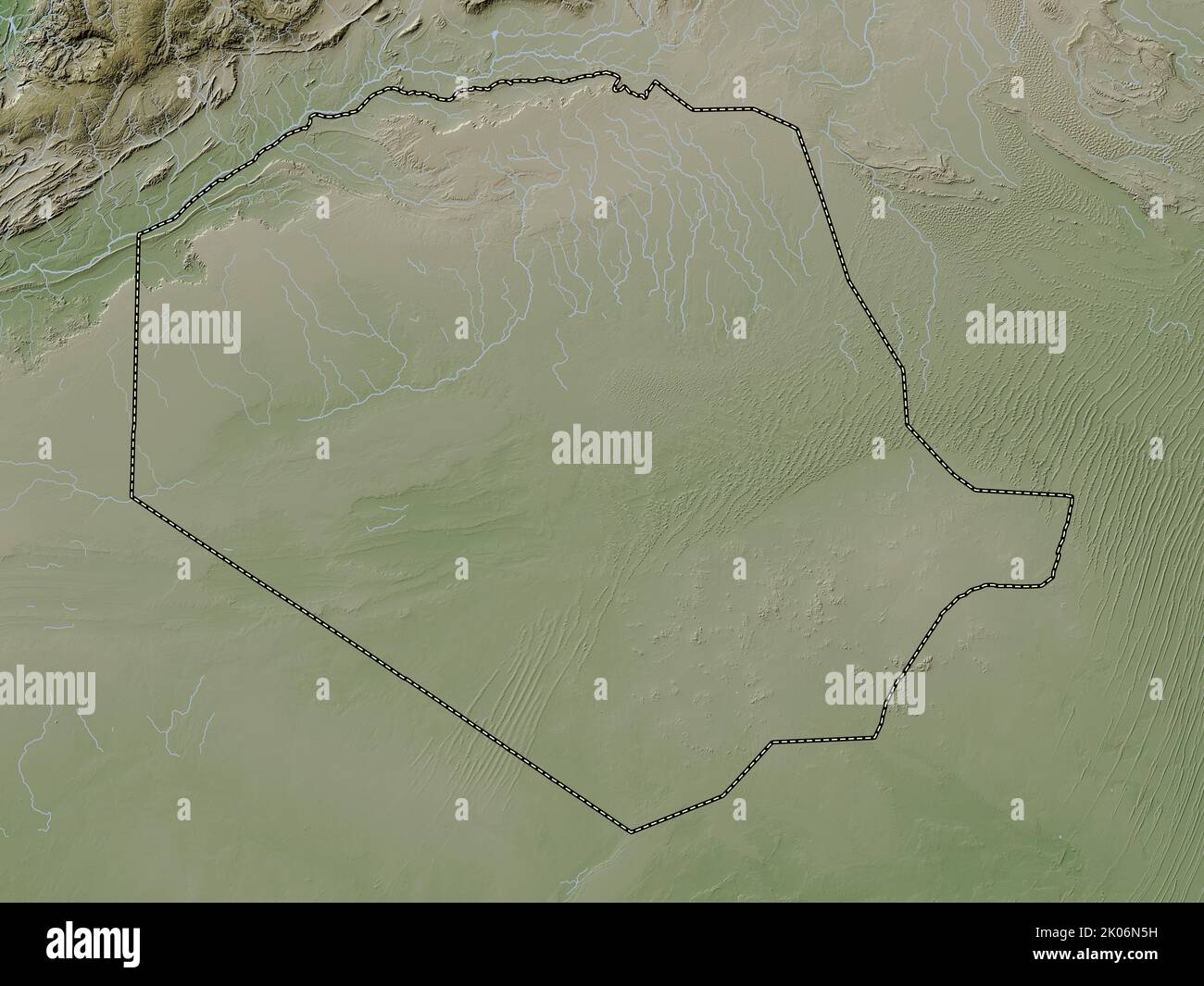 Tindouf, province of Algeria. Elevation map colored in wiki style with ...