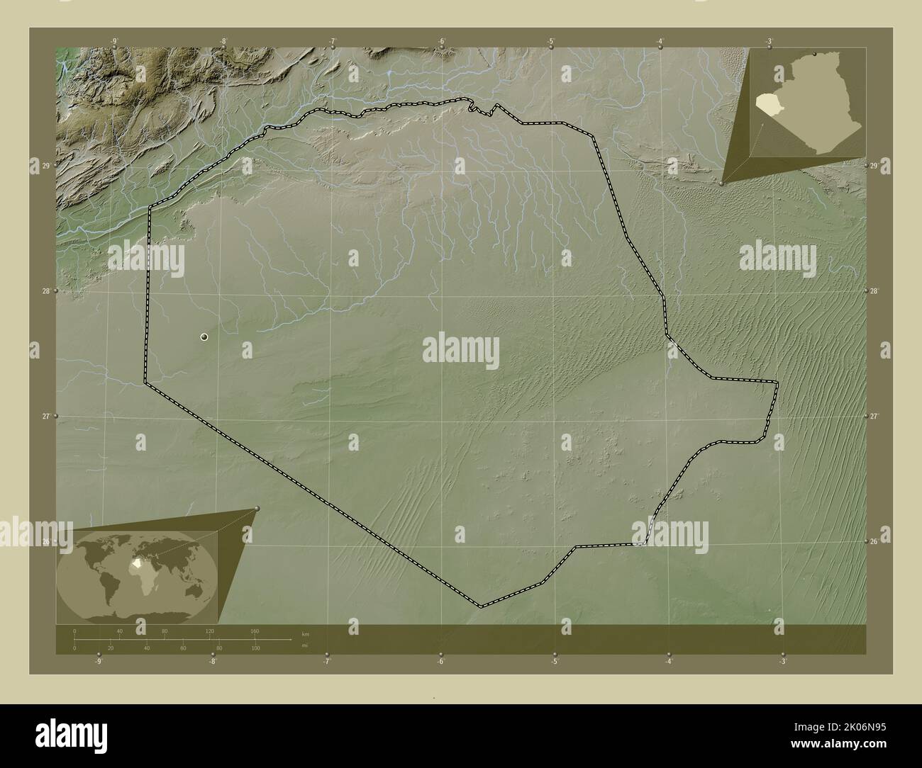 Tindouf, province of Algeria. Elevation map colored in wiki style with ...