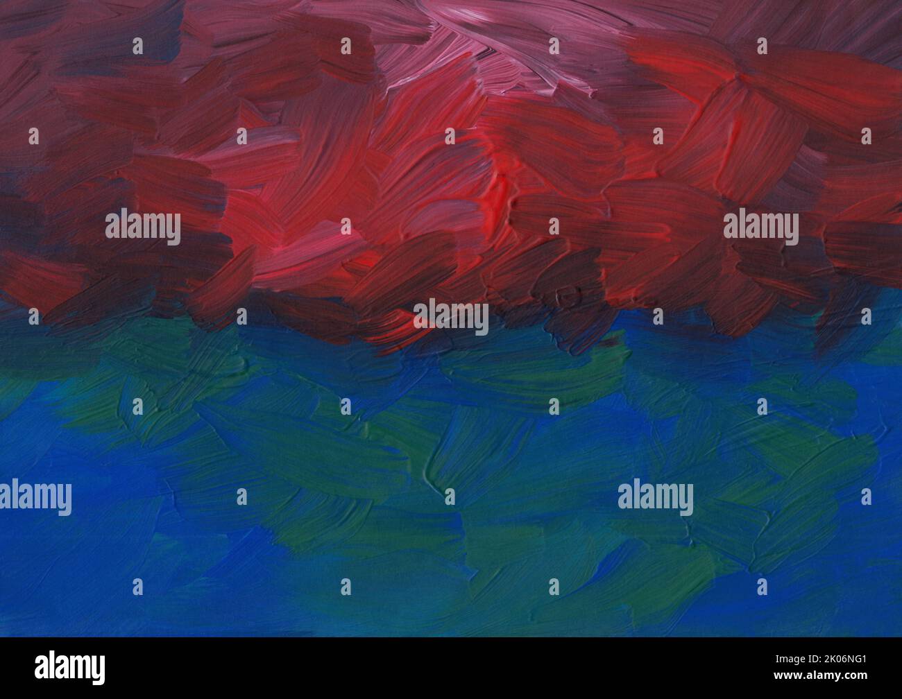 Abstract artistic background. Deep red, blue and green brush strokes on ...