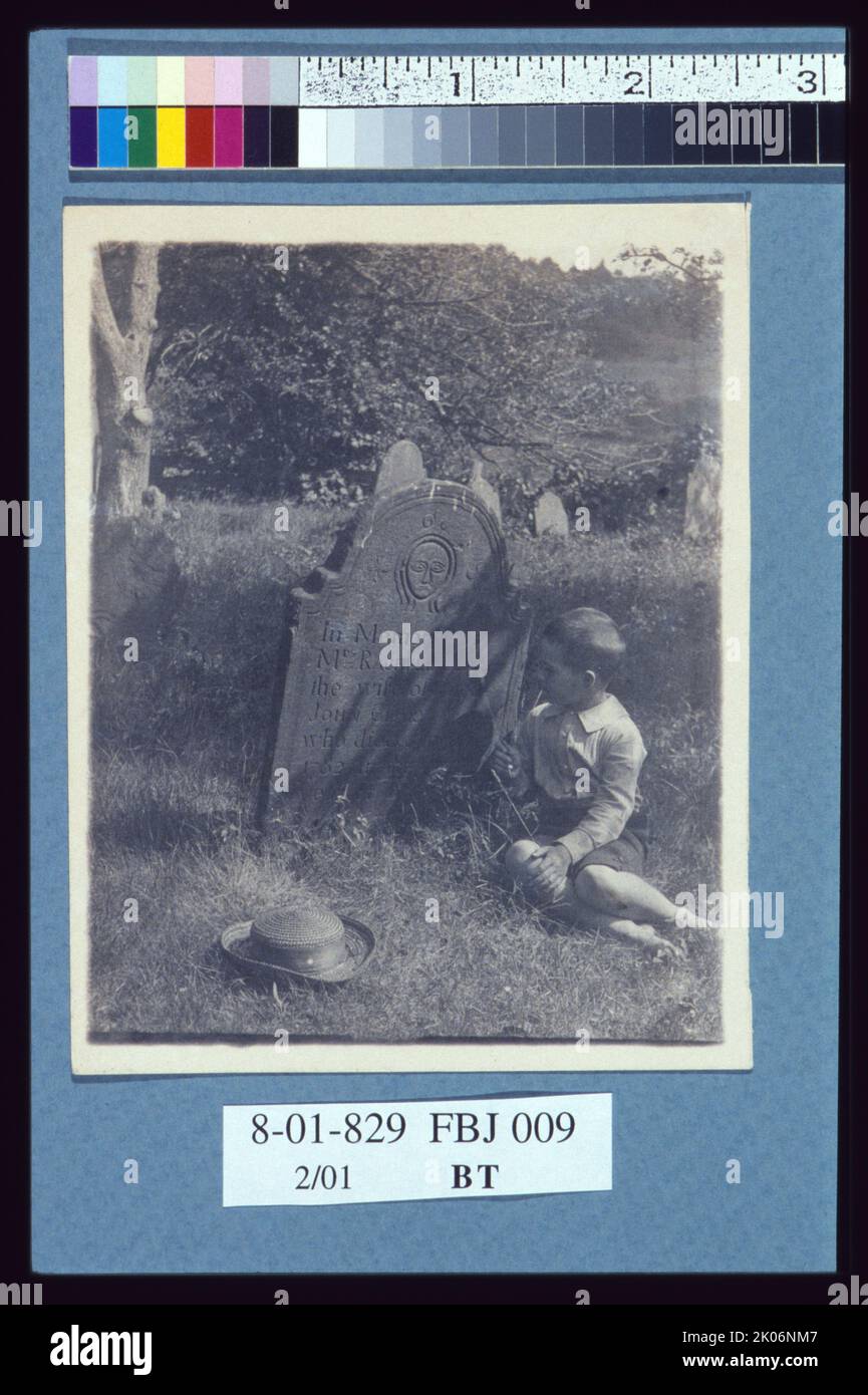 Old burying ground, 1892. Photograph shows a young boy sitting by an ... Old burying ground, 1892. Photograph shows a young boy sitting by an ...
