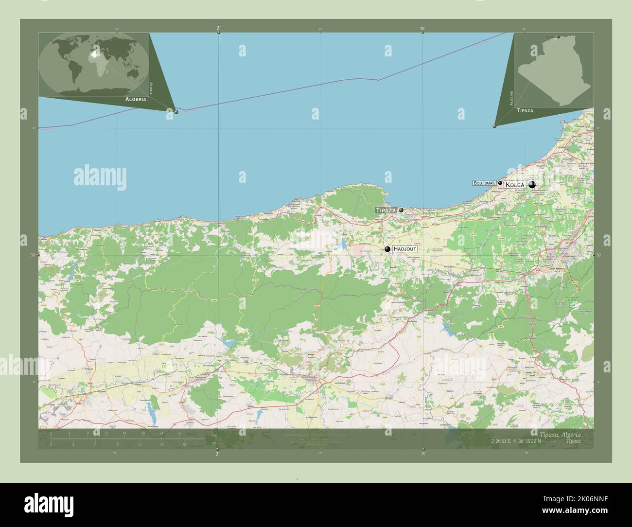 Tipaza, province of Algeria. Open Street Map. Locations and names of ...