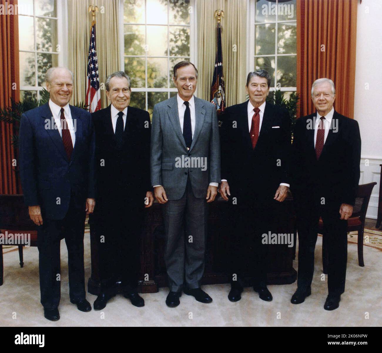 Left to right: Former Presidents Gerald Ford and Richard Nixon ...
