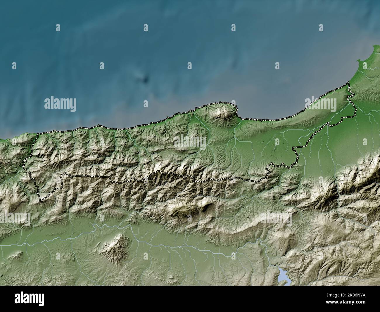 Tipaza, province of Algeria. Elevation map colored in wiki style with ...