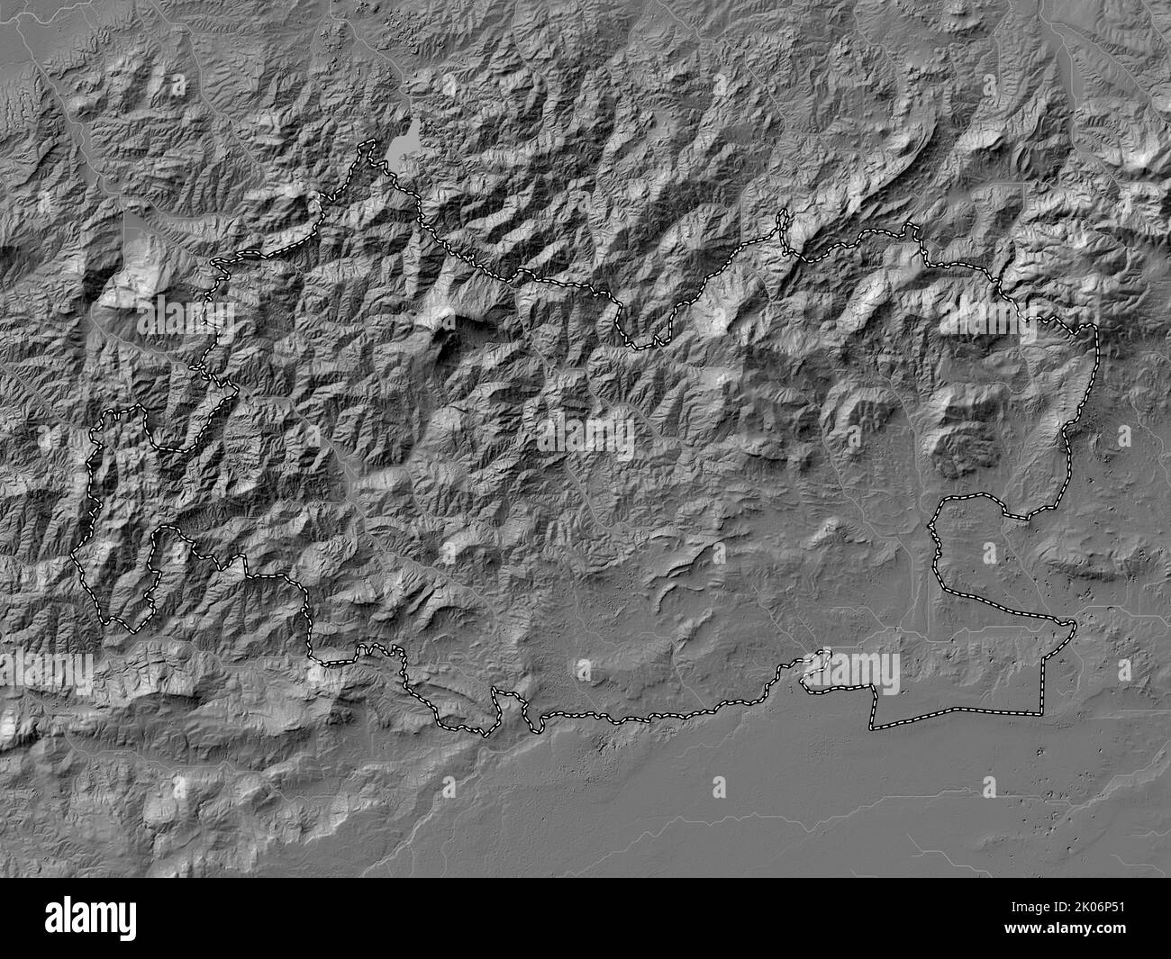 Tissemsilt, province of Algeria. Bilevel elevation map with lakes and ...