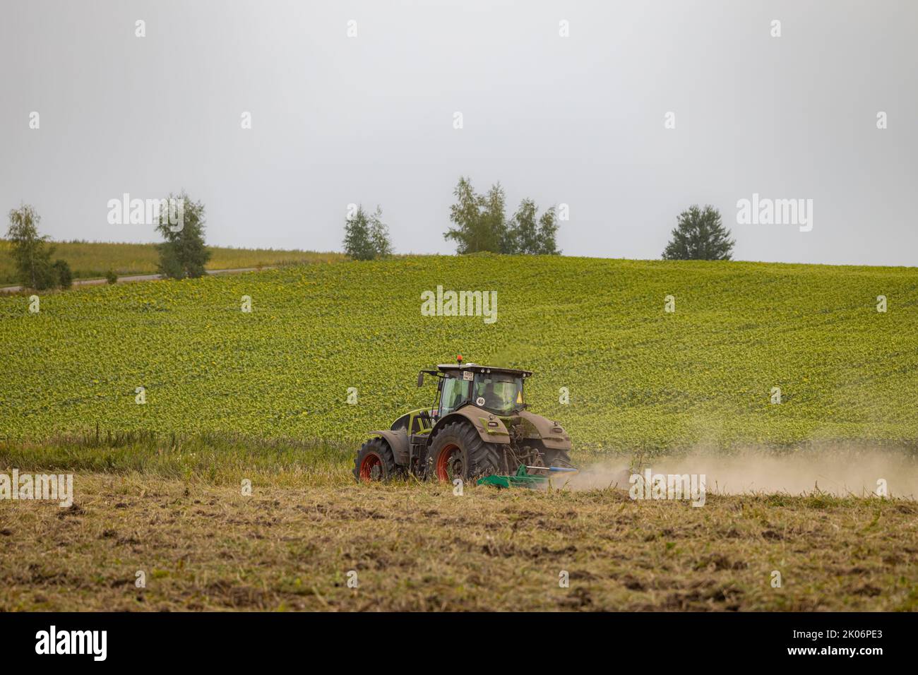 Ryazan, Russia - August 30, 2022: tractor plows the ground. Tractor ...