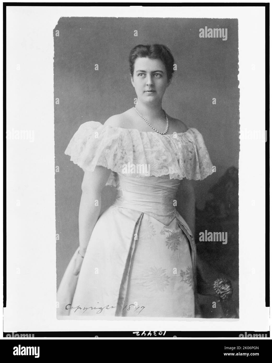 Mrs. Frances Folsom Cleveland, three-quarter-length portrait, standing ...