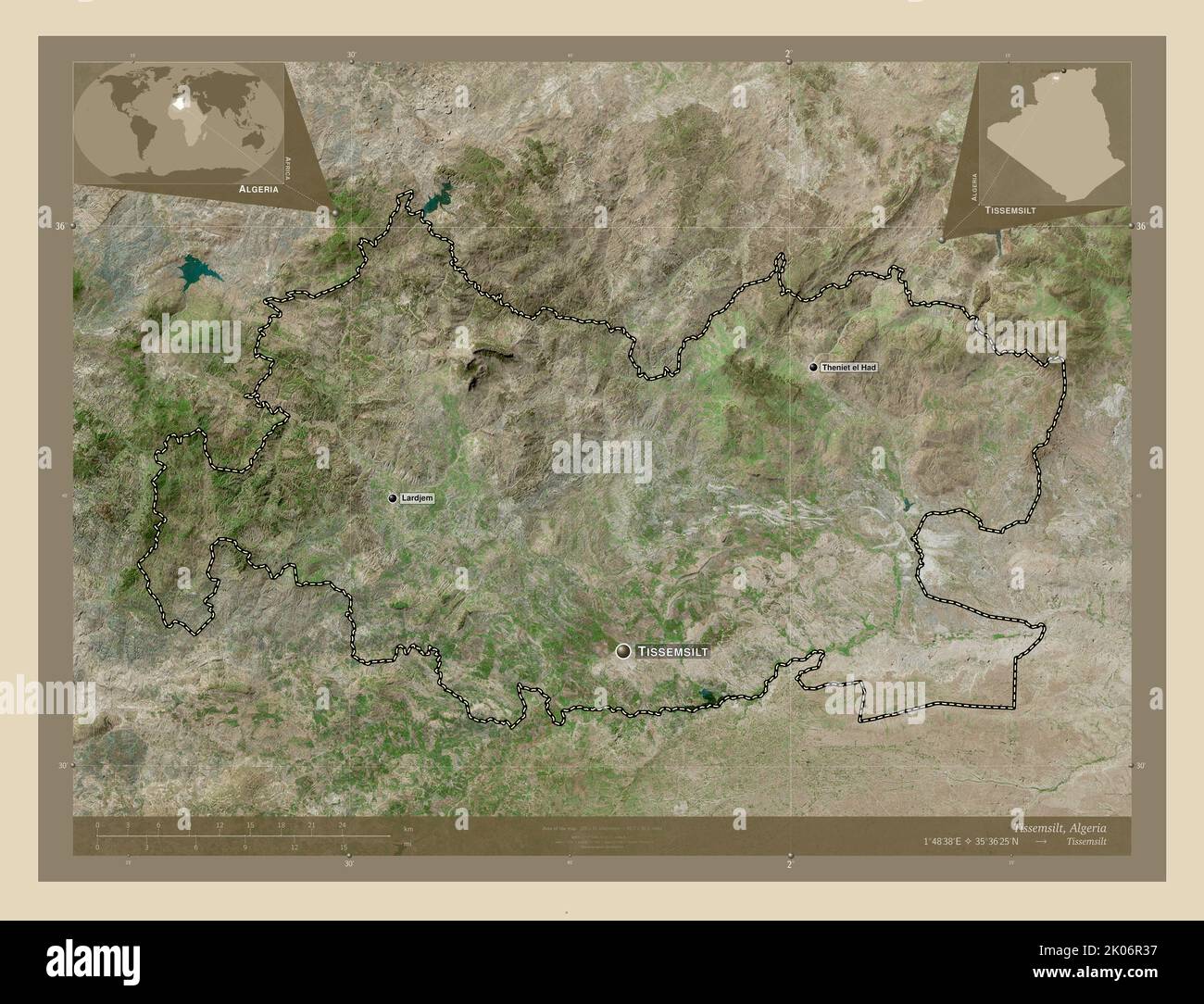 Tissemsilt, province of Algeria. High resolution satellite map ...