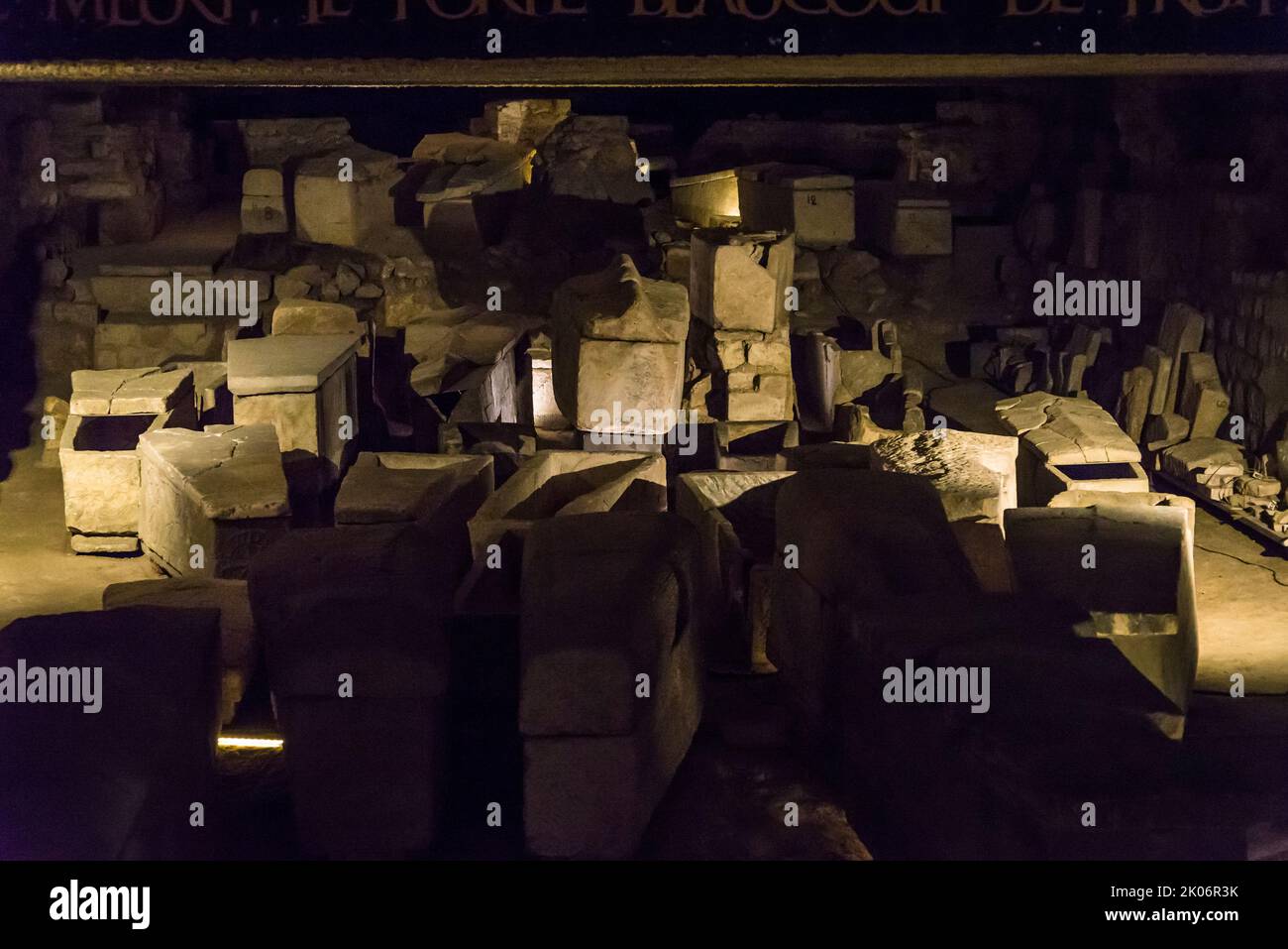 Earliest sarcophagi in the crypt, Basilica of Saint-Denis, a cathedral ...