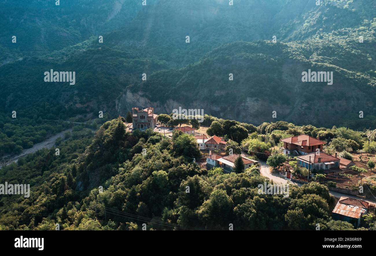 Drone view of Greek village Stock Photo - Alamy