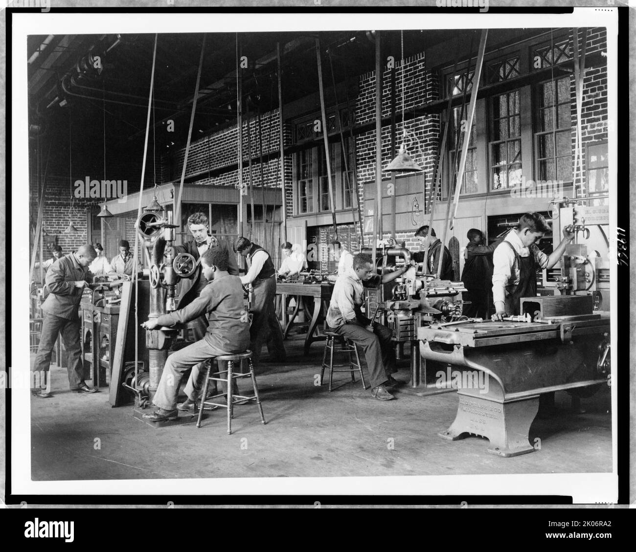 Young men training in use of machinery at Hampton Institute, Hampton ...